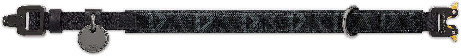 Collar para mascota Lona de algodón revestida negra con estampado CD ...