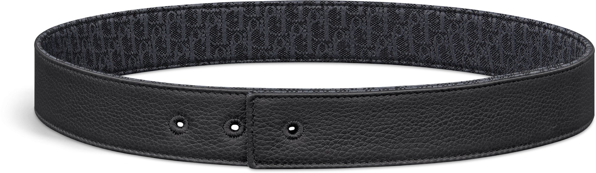 Reversible Belt Strap Black Dior Oblique Canvas and Black Grained ...