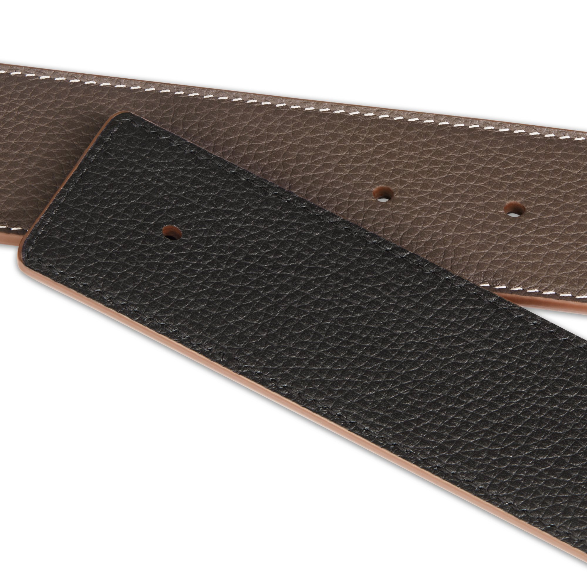 Reversible Belt Strap Brown Grained Calfskin and Black Grained Calfskin ...