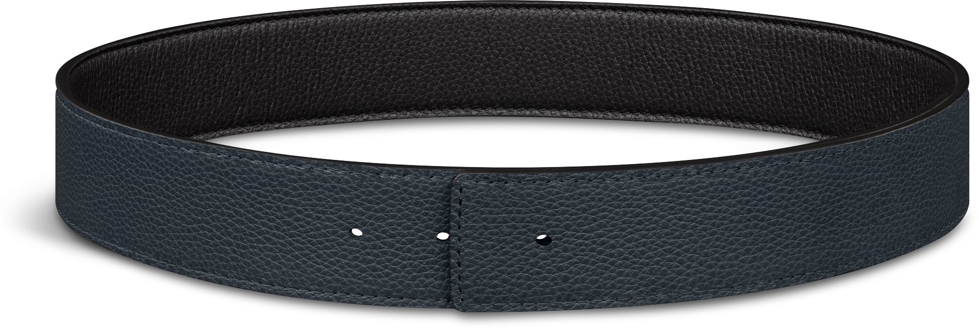 Reversible Belt Strap Black Grained Calfskin and Navy Blue Grained ...