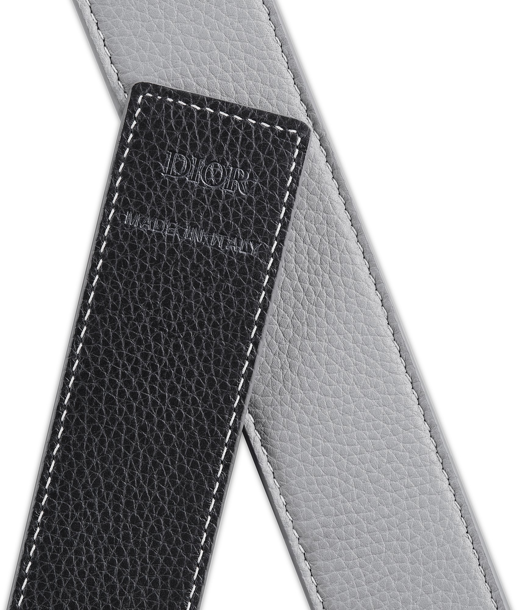 Reversible Belt Strap Black and Gray Grained Calfskin, 40 MM | DIOR