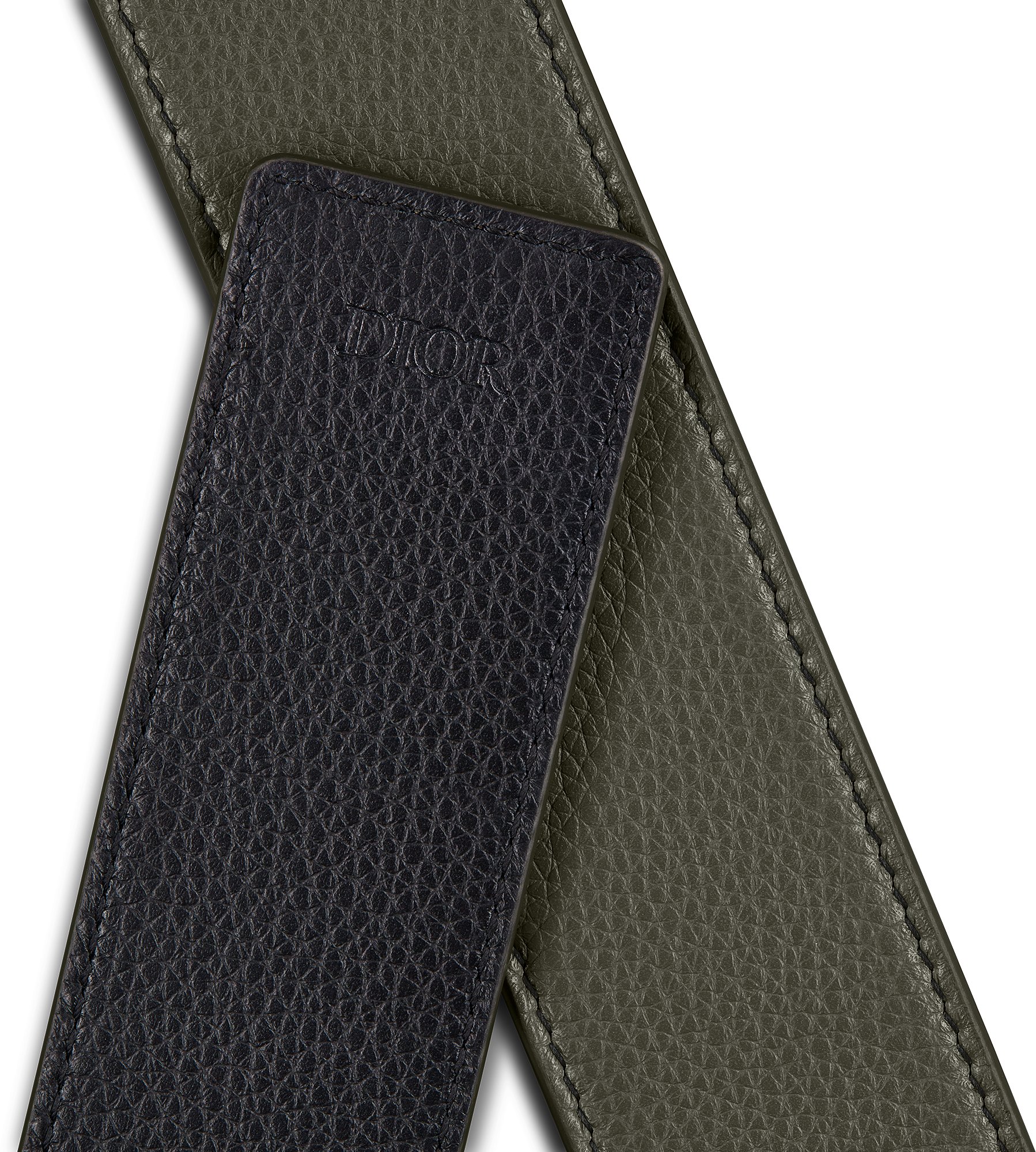 Reversible Belt Strap Black and Olive Grained Calfskin, 40 MM | DIOR
