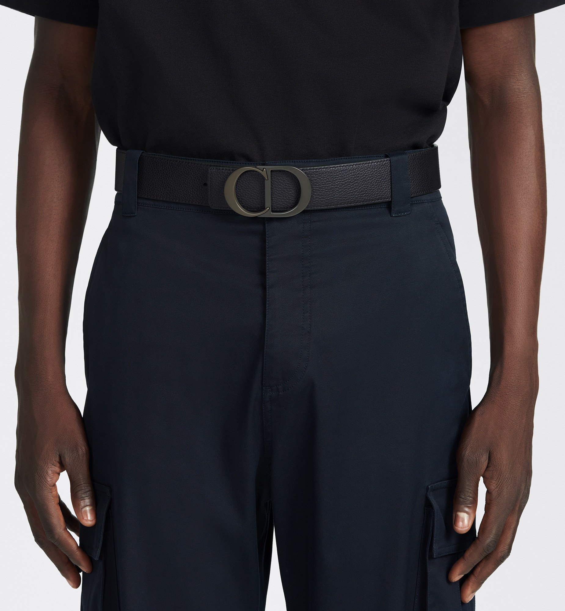 Reversible Belt Strap Black and Olive Grained Calfskin, 40 MM | DIOR