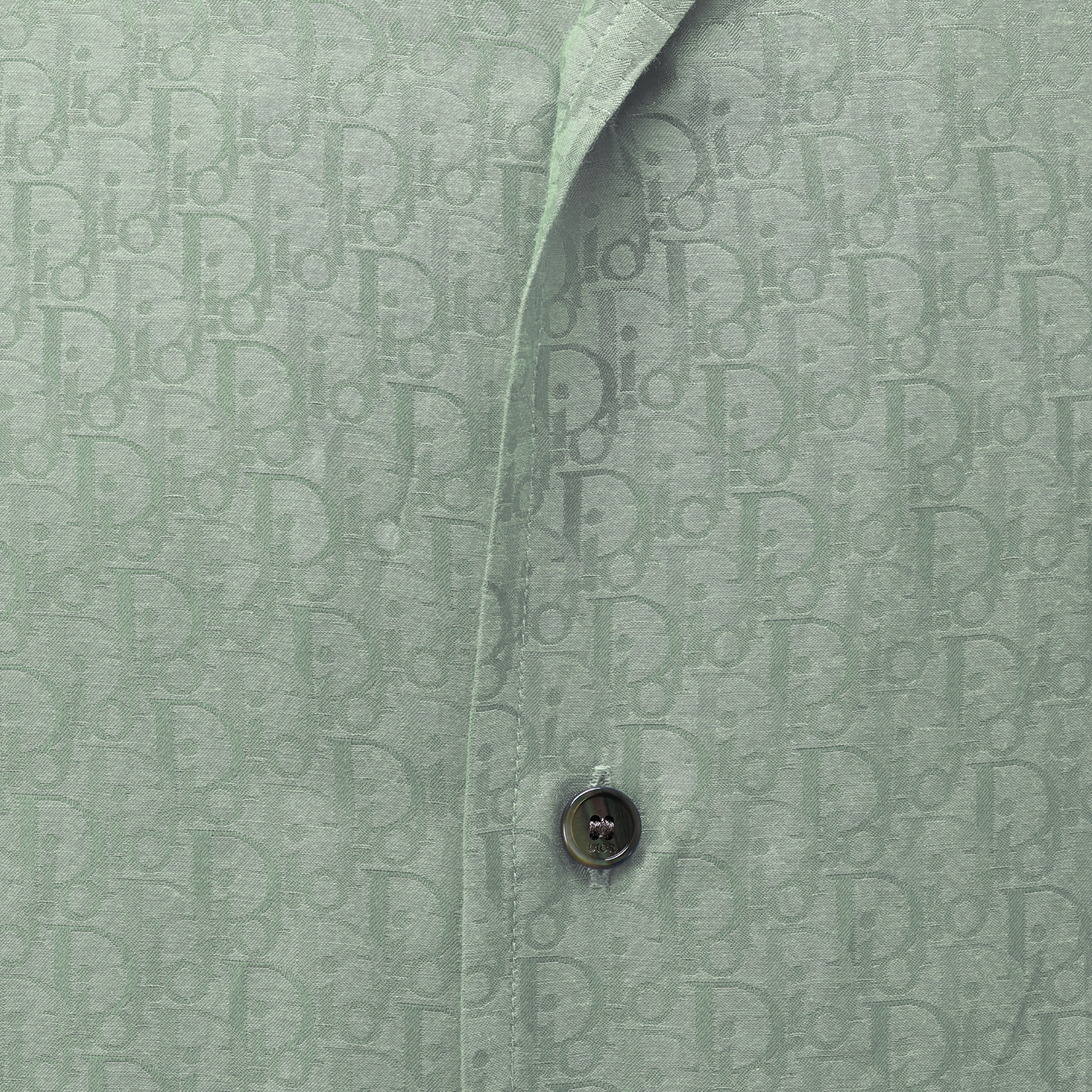 Dior Oblique Short-Sleeved Shirt Green Silk and Cotton Jacquard | DIOR