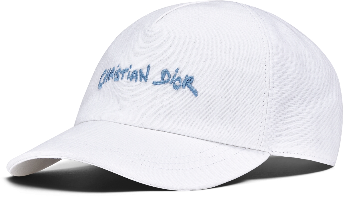 Cap with Christian Dior Tag Signature White Cotton Canvas | DIOR