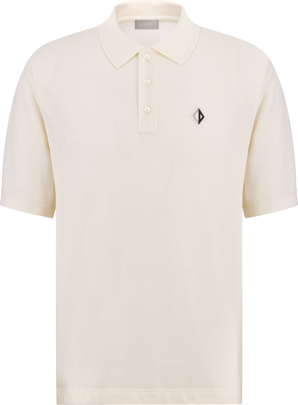 CD Diamond Polo Shirt Beige Cotton and Silk Piqué | DIOR