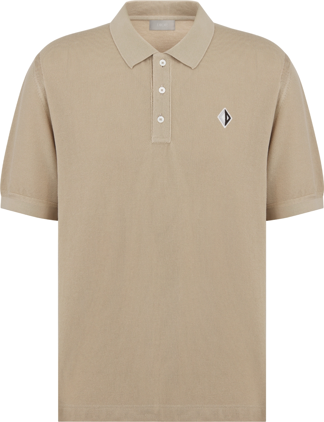 CD Diamond Polo Shirt Beige Cotton and Silk Piqué | DIOR