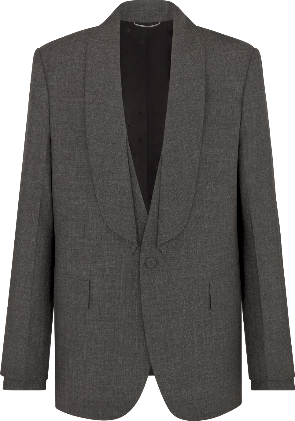 Jacket with Collar Appliqué Gray Virgin Wool | DIOR