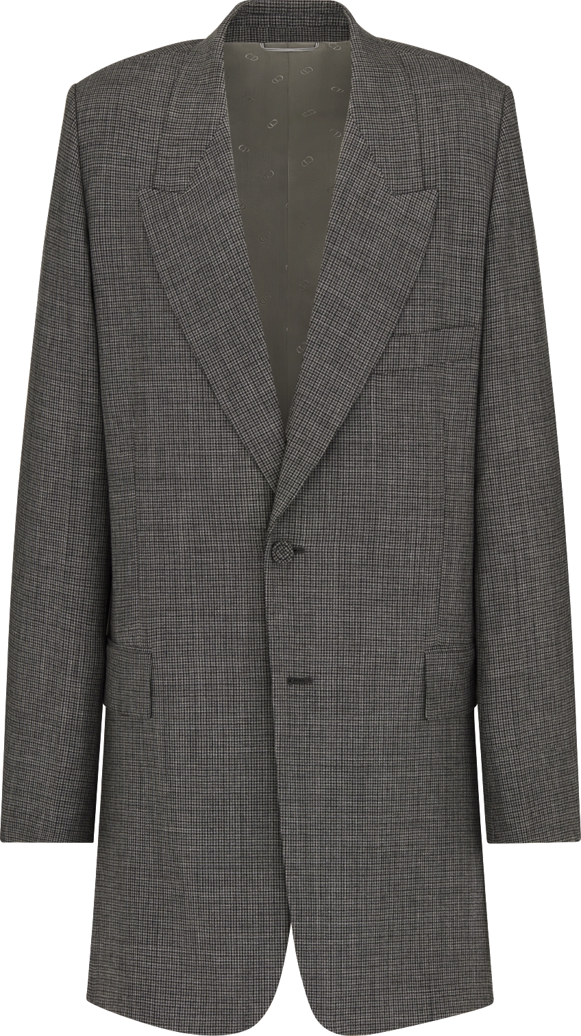Long Jacket Gray Checkered Virgin Wool | DIOR