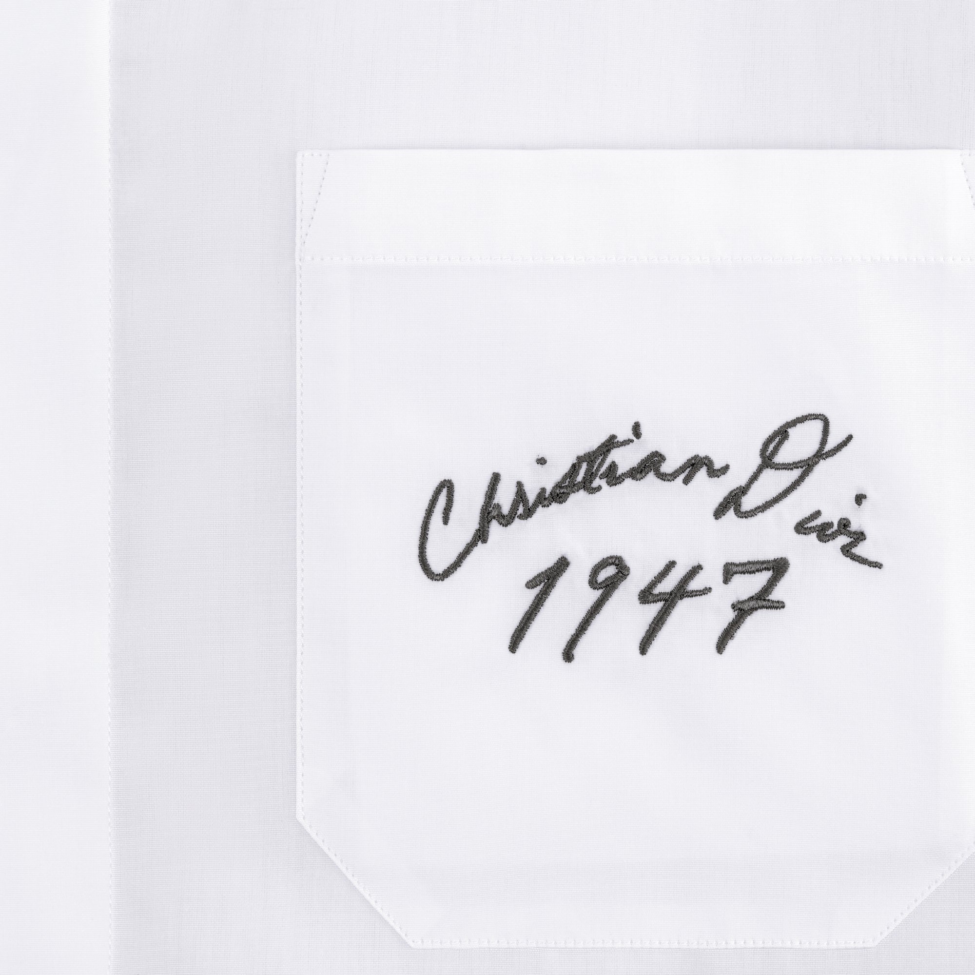 Handwritten Christian Dior 1947 Short-Sleeved Shirt White Cotton Poplin ...