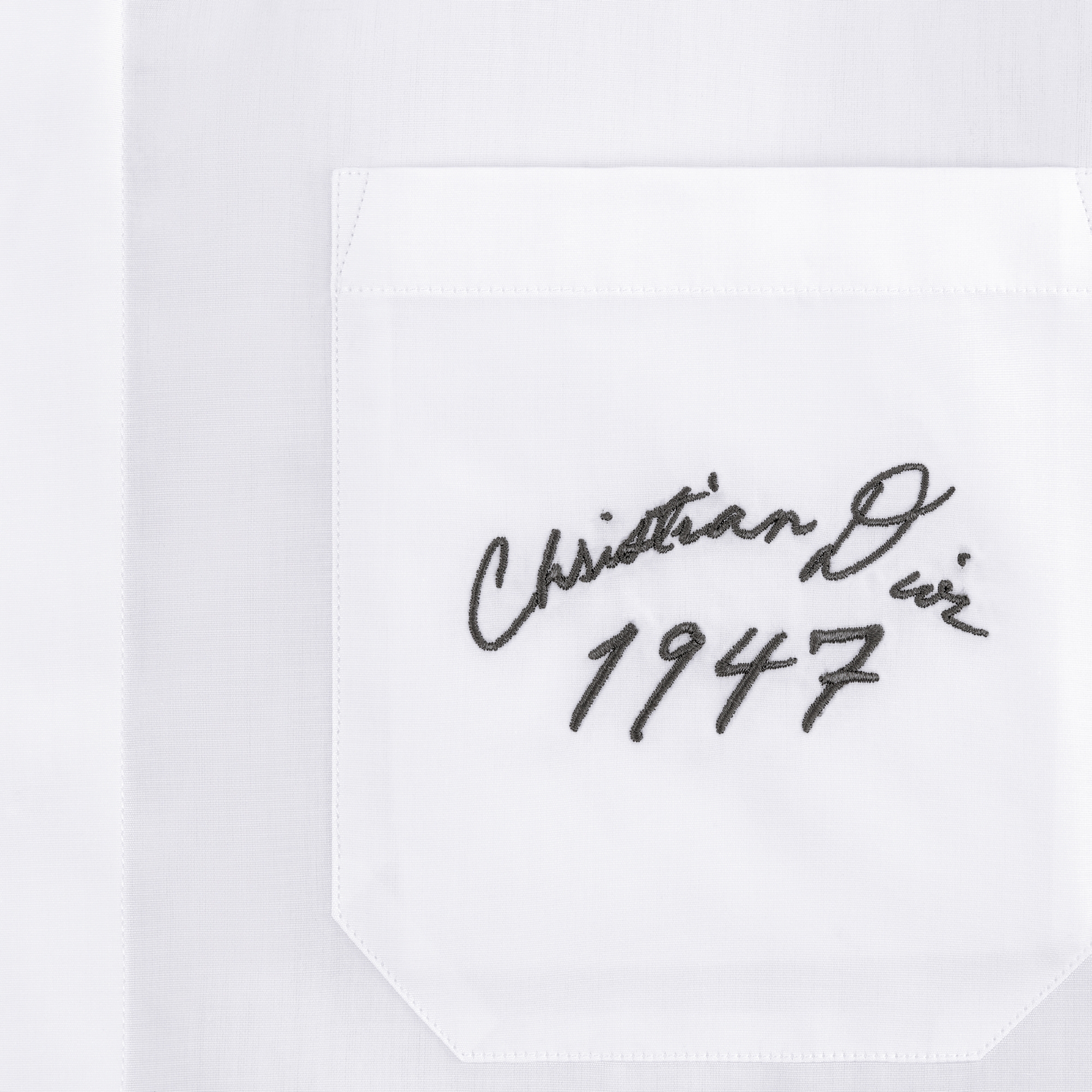 Handwritten Christian Dior 1947 Short-Sleeved Shirt White Cotton Poplin ...