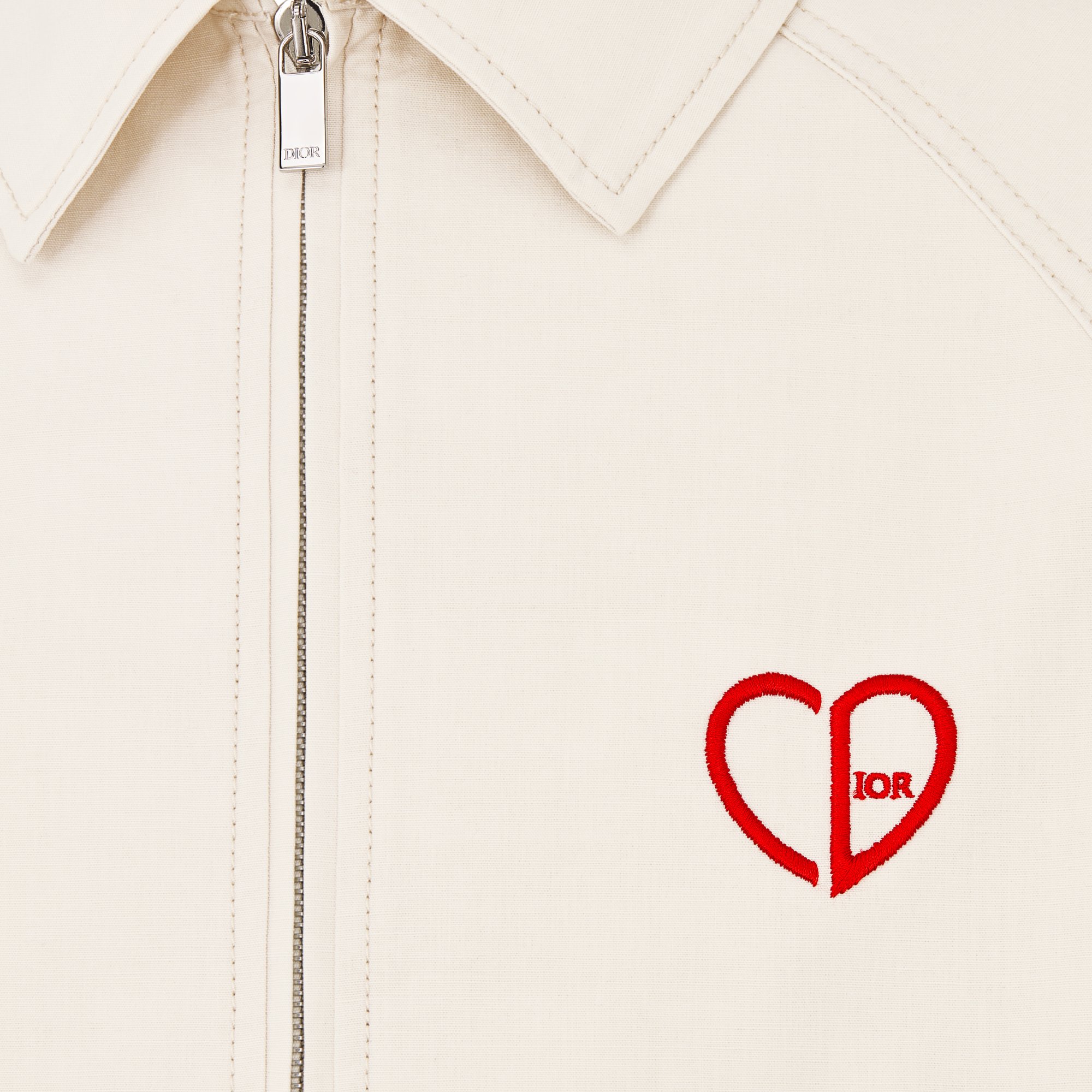 CD Heart 블루종 재킷 화이트 코튼 캔버스 | DIOR