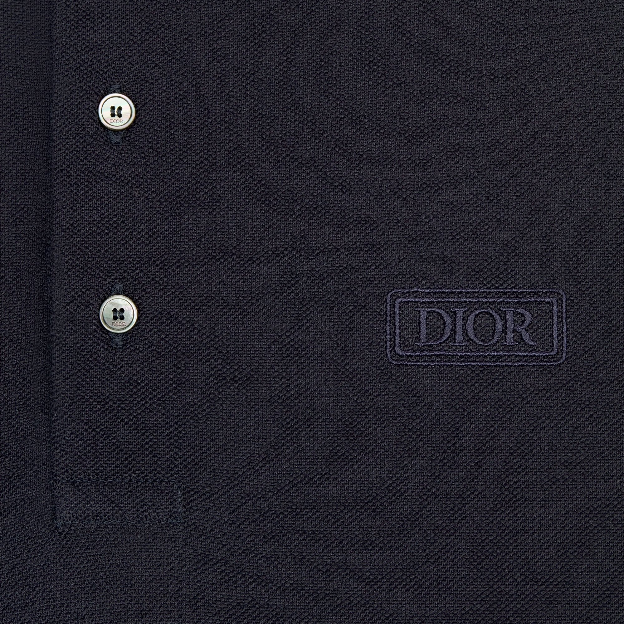 Dior Icons Polo Shirt Navy Blue Cotton and Silk Piqué | DIOR