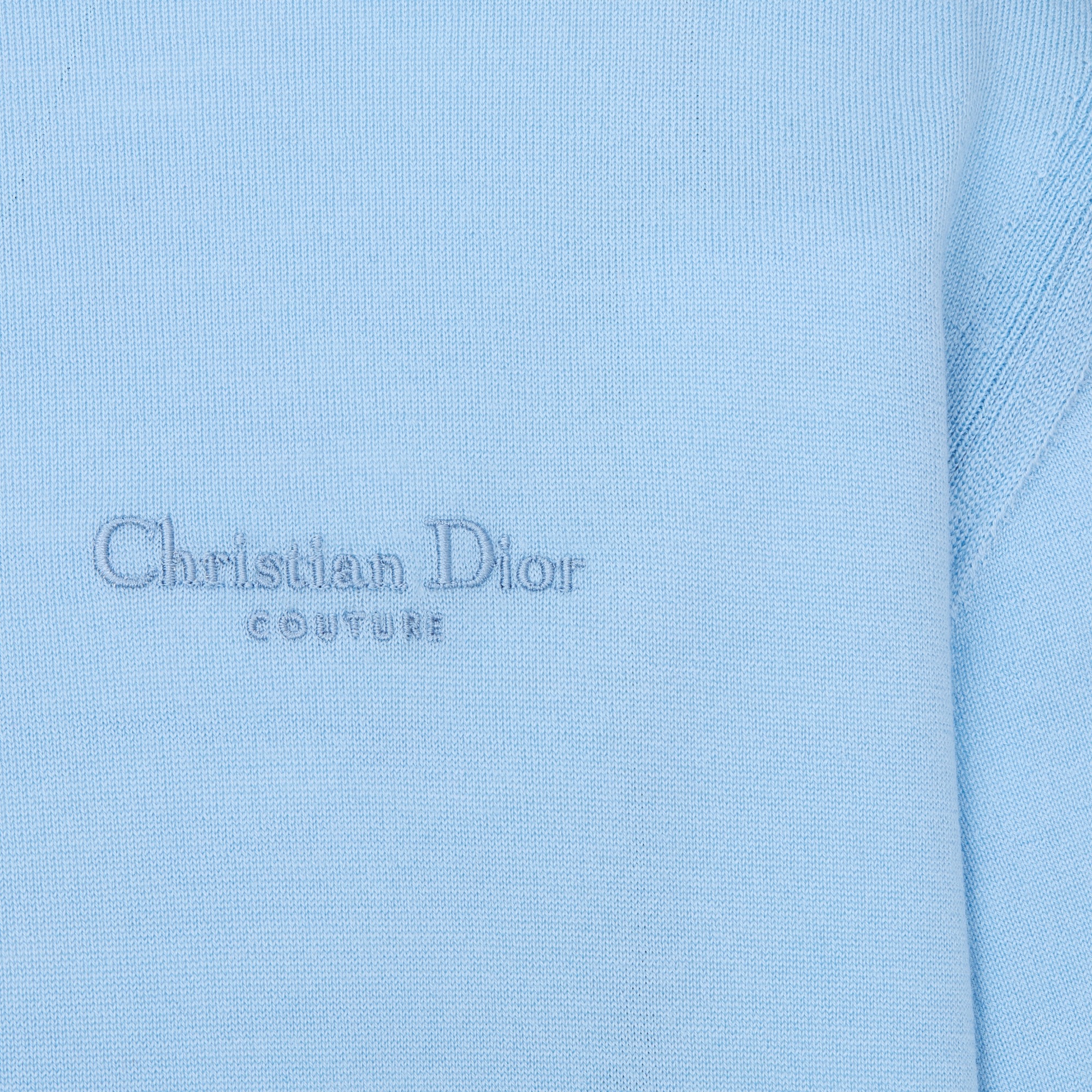 T-shirt met Christian Dior Couture-kenmerk Blauw jersey met scheerwol ...