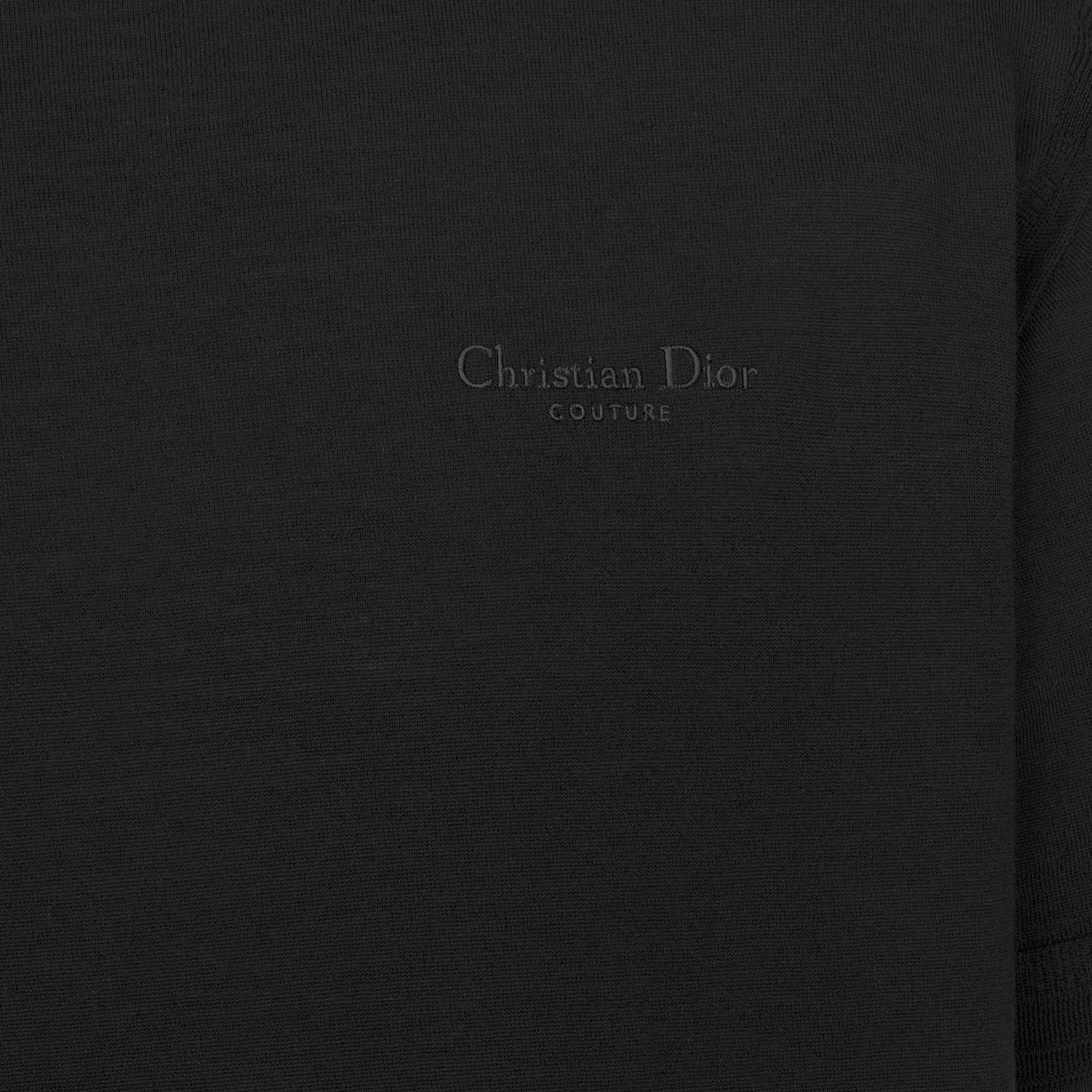 T-shirt met Christian Dior Couture-kenmerk Zwarte scheerwollen jersey ...