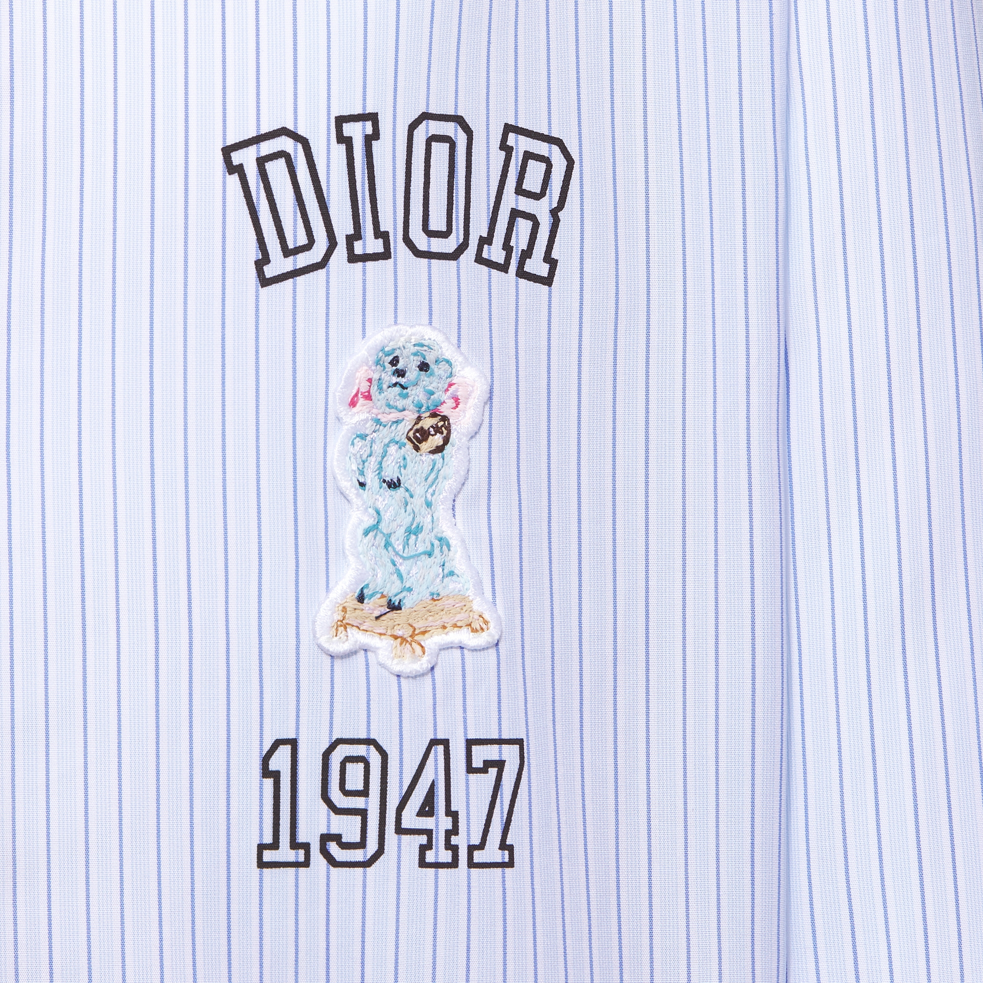 Kids' Bobby Shirt White Cotton Poplin with Blue Stripes | DIOR