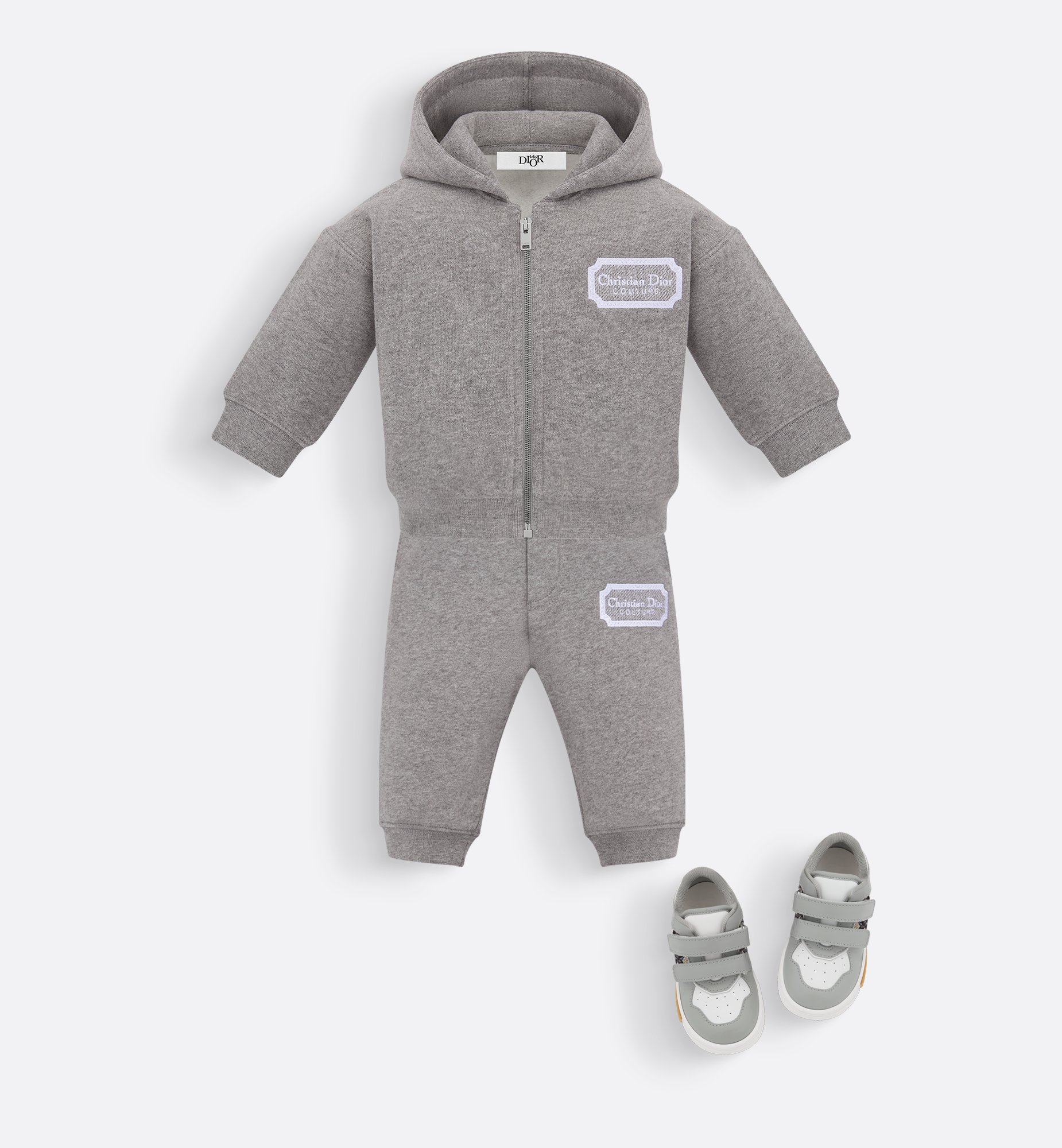 Baby Christian Dior Couture Zipped Hooded Sweatshirt Heathered Gray ...
