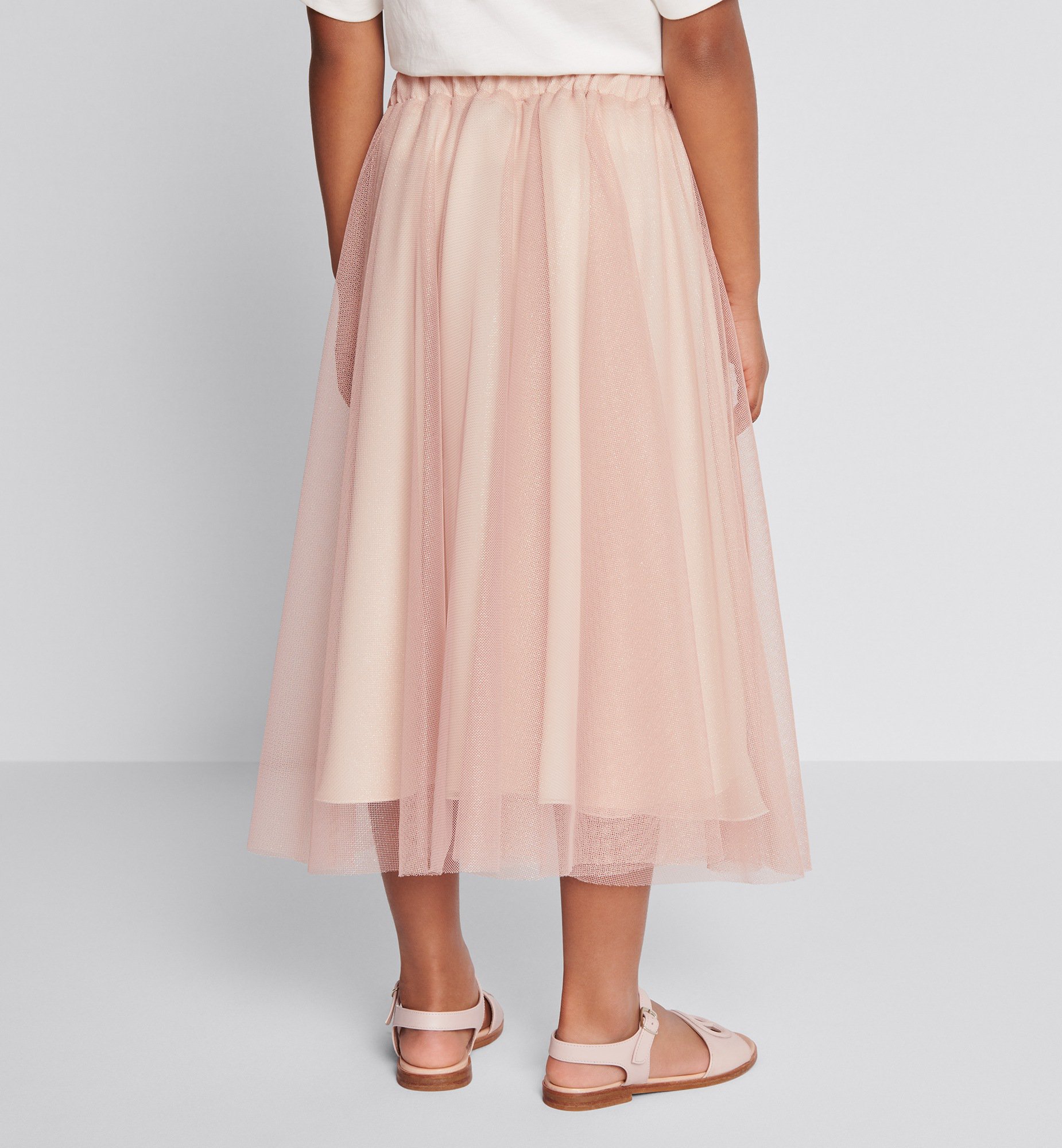 Lange rok voor kinderen Metallic zachtroze tule | DIOR