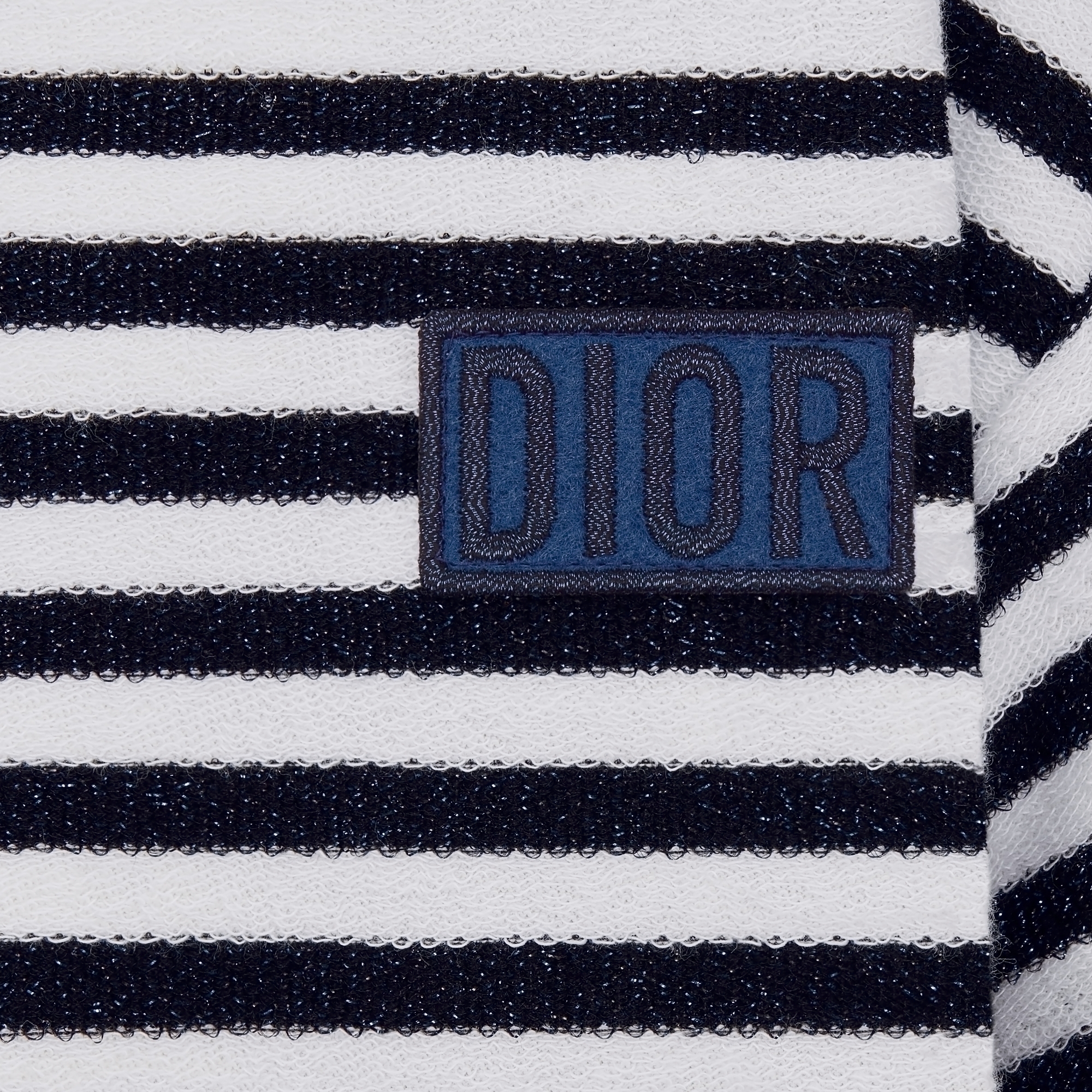 Kids' A-Line Dress Ivory Cotton Jersey with Metallic Navy Blue Stripes ...