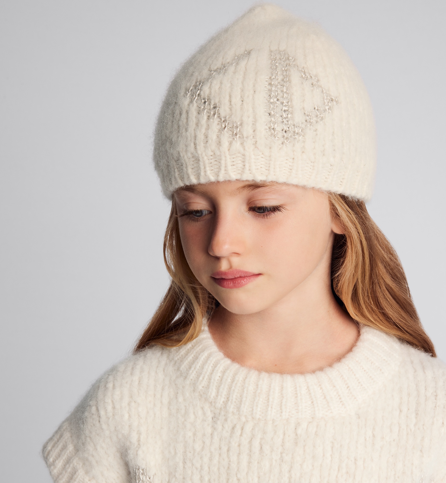 Kids' Beanie Ivory Alpaca and Wool Blend Knit | DIOR