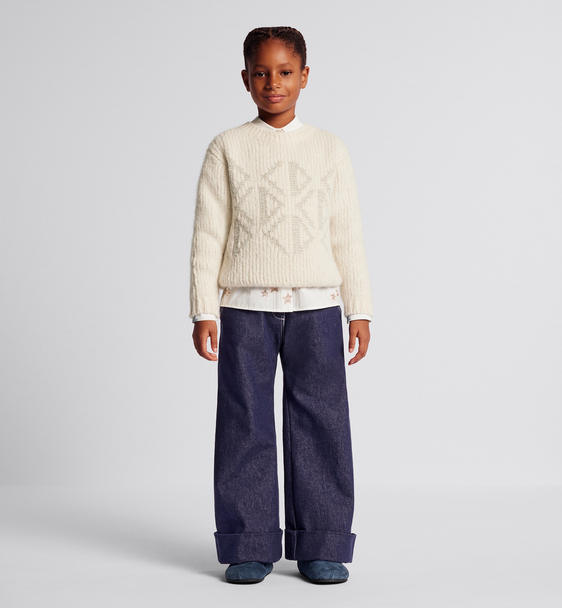 Kids' Sweater Ivory Alpaca and Wool Blend Knit with Silver-Tone CD ...