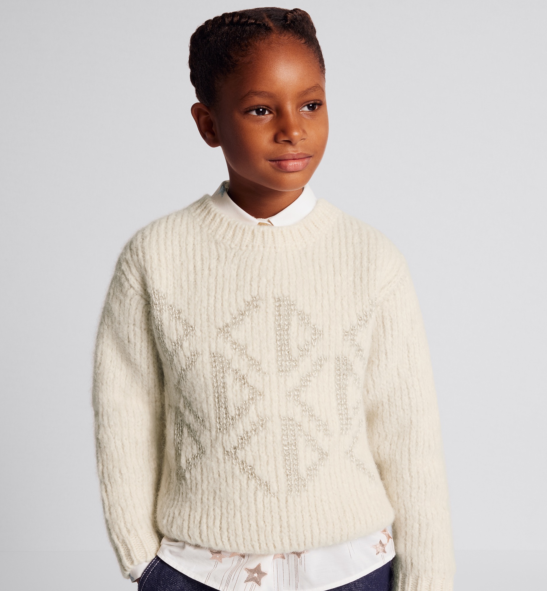 Kids' Sweater Ivory Alpaca and Wool Blend Knit with Silver-Tone CD ...