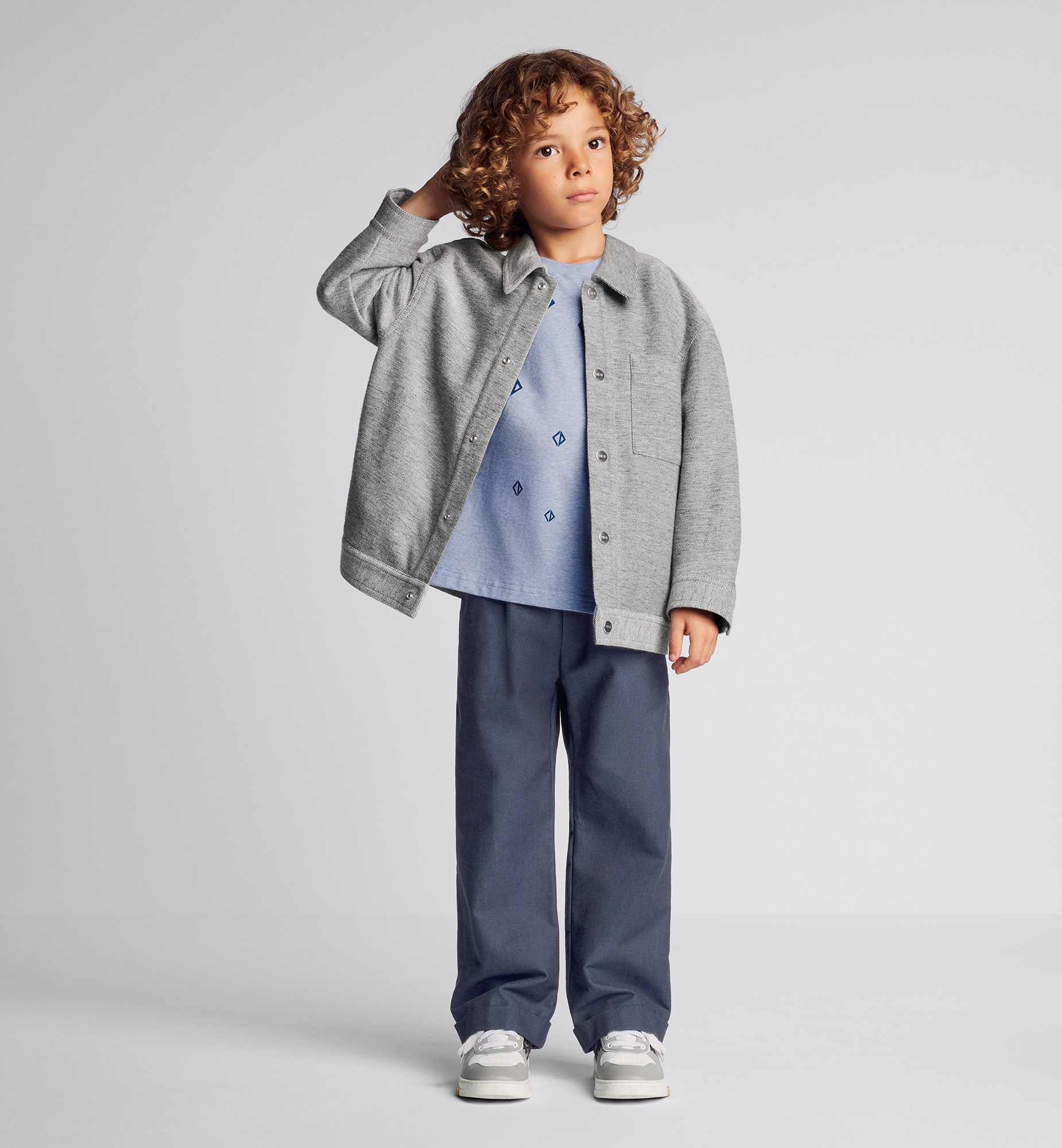 Kids' Jacket Heathered Gray Cotton Gabardine | DIOR