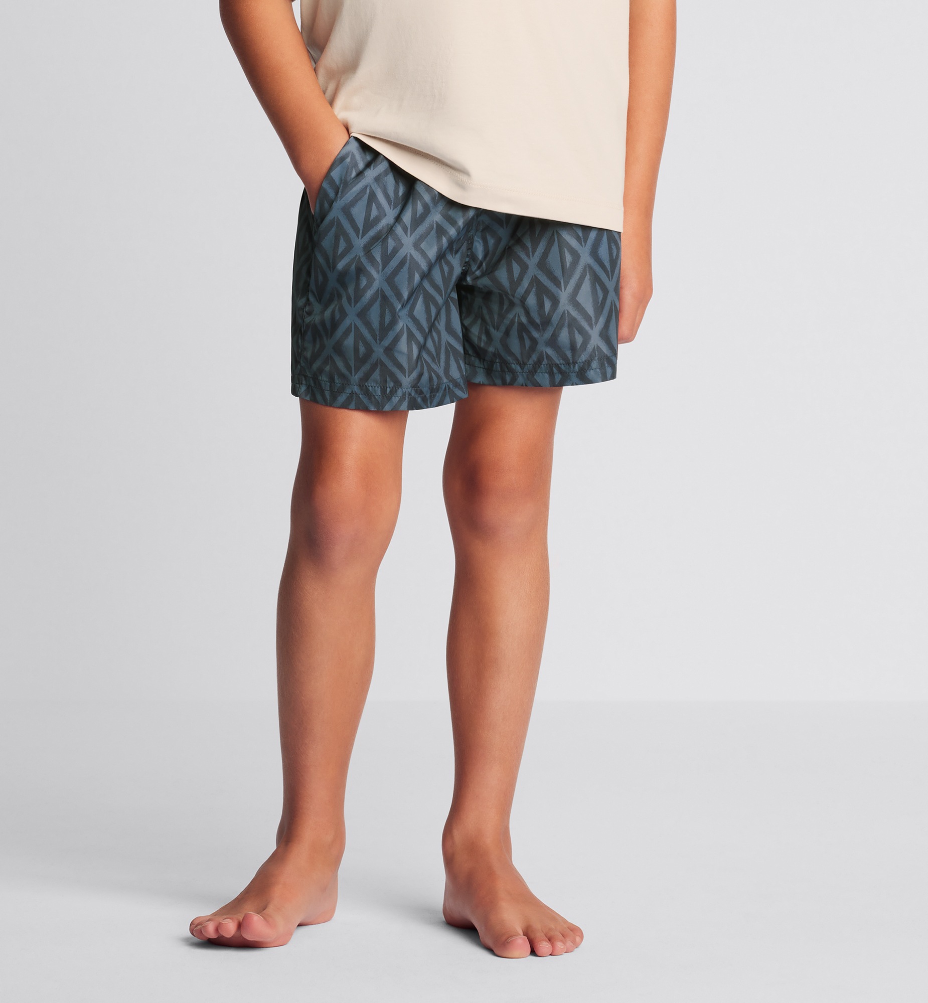 Kids' Swim Shorts Technical Fabric with Blue Spray-Effect CD Diamond ...