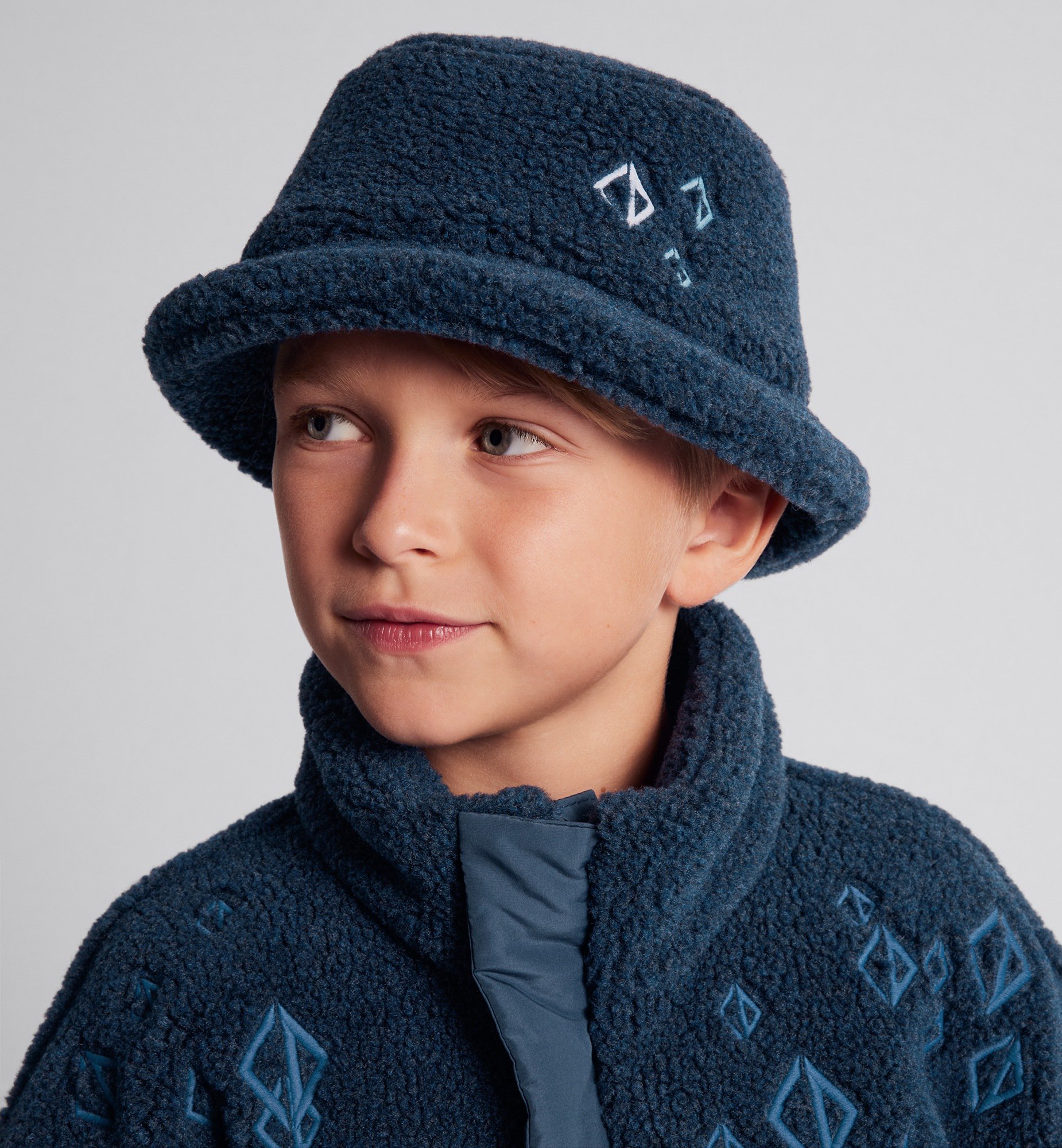 Kids' Bucket Hat Navy Blue Fleece-Effect Bouclé | DIOR