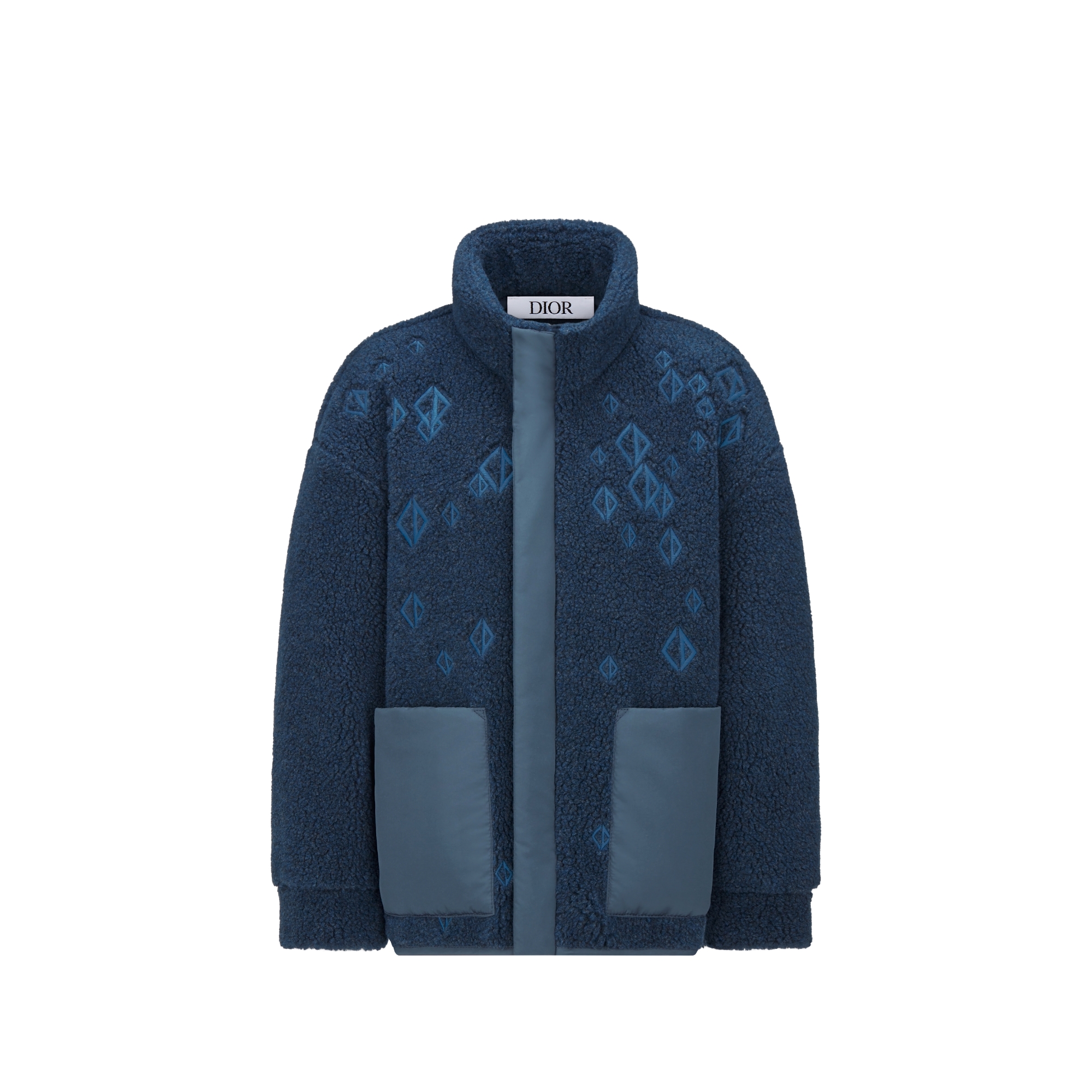 Kids' Jacket Navy Blue Fleece-Effect Bouclé Embroidered with Cascade of ...