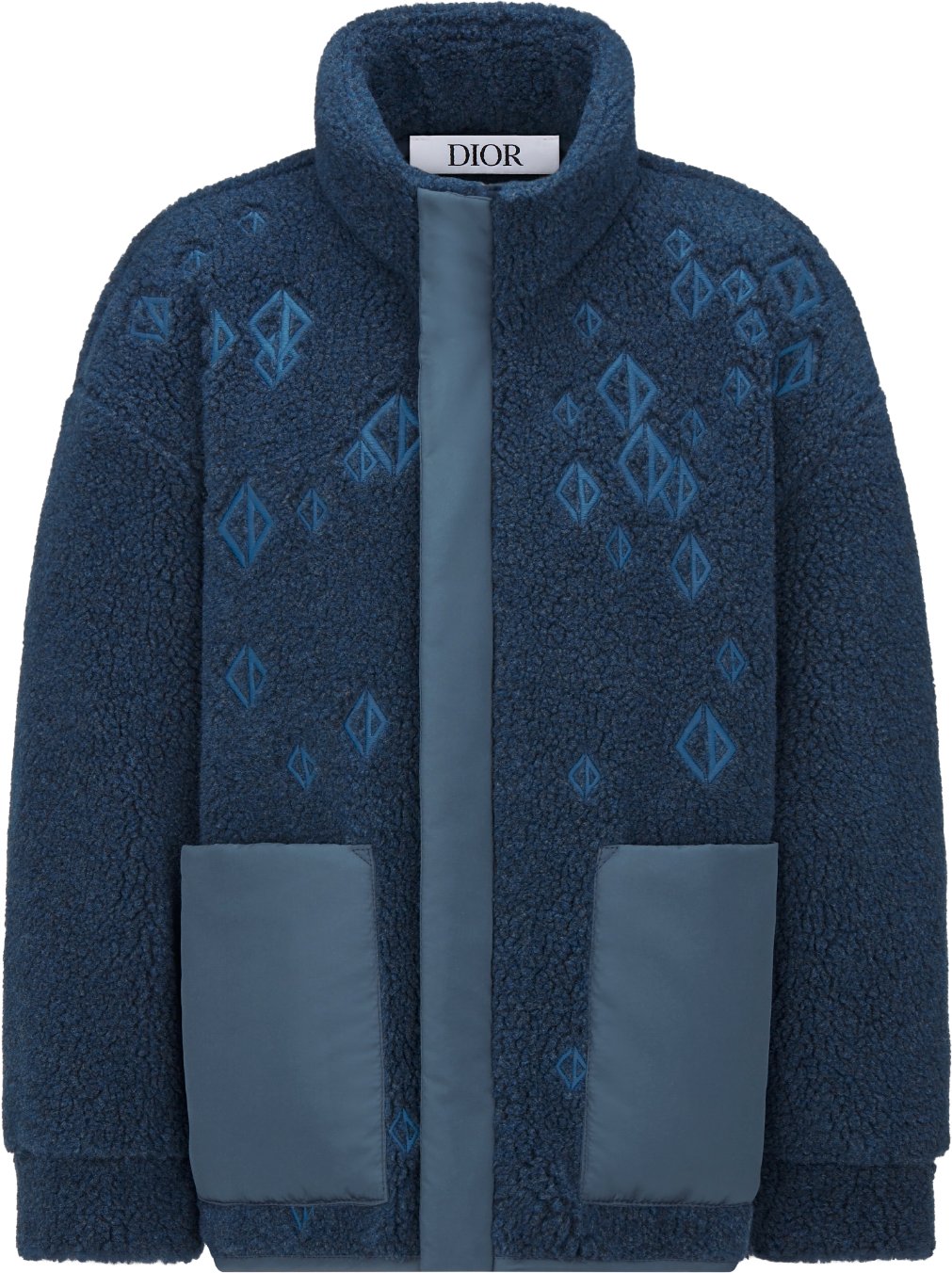 Kids' Jacket Navy Blue Fleece-Effect Bouclé Embroidered with Cascade of ...