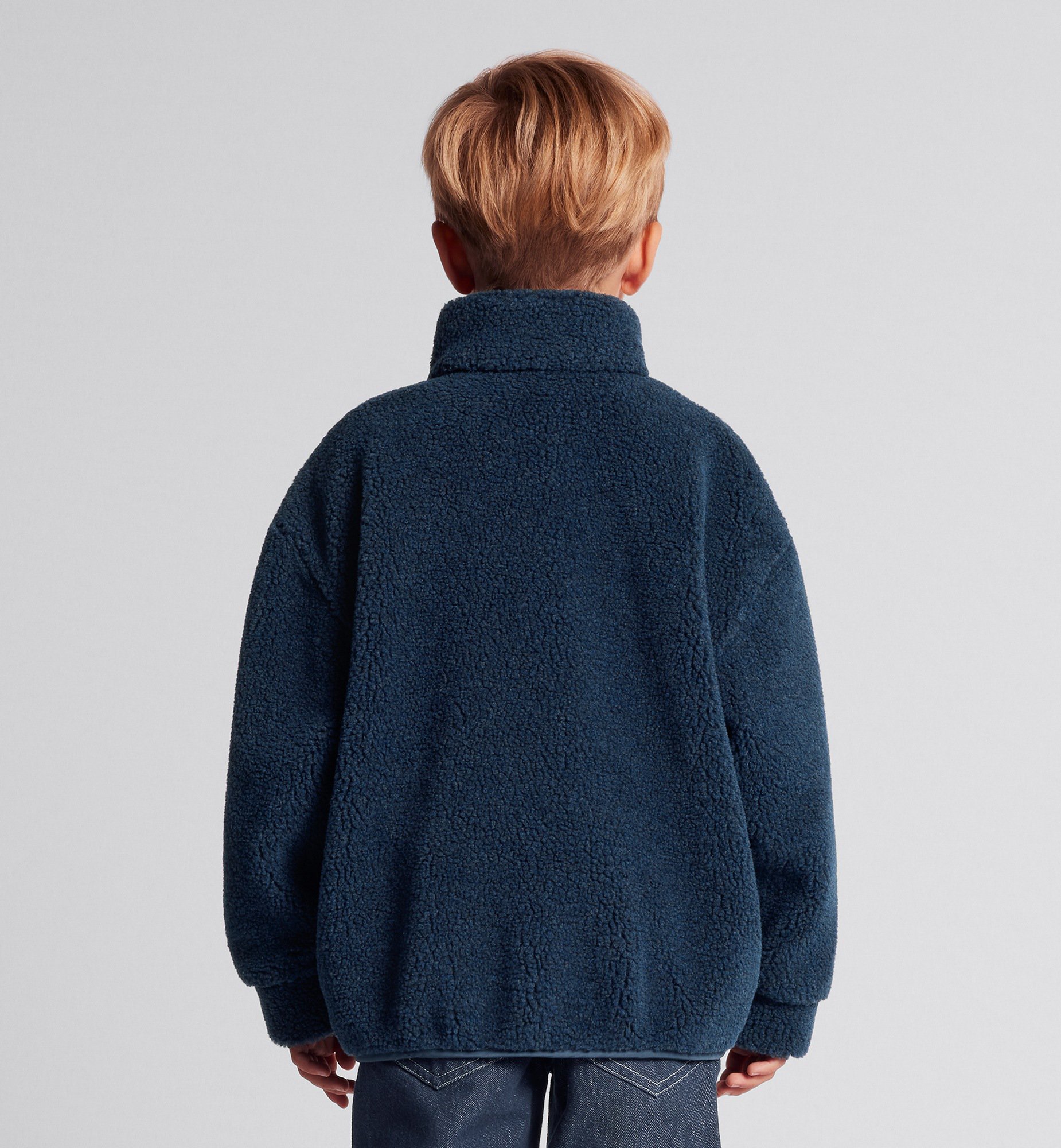 Kids' Jacket Navy Blue Fleece-Effect Bouclé Embroidered with Cascade of ...