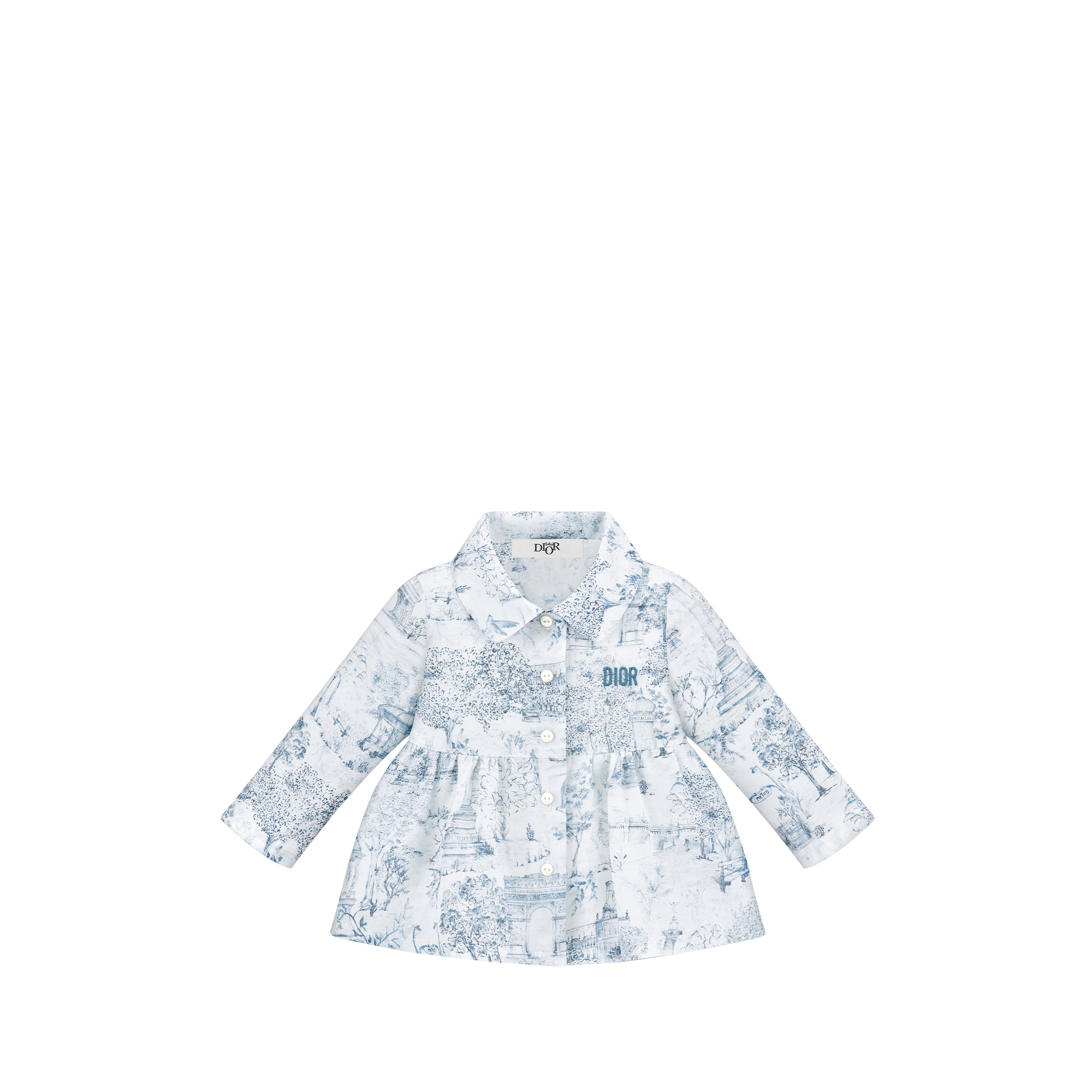 Baby Shirt Ivory Satin-Finish Voile with Blue Toile de Jouy Paris Print ...