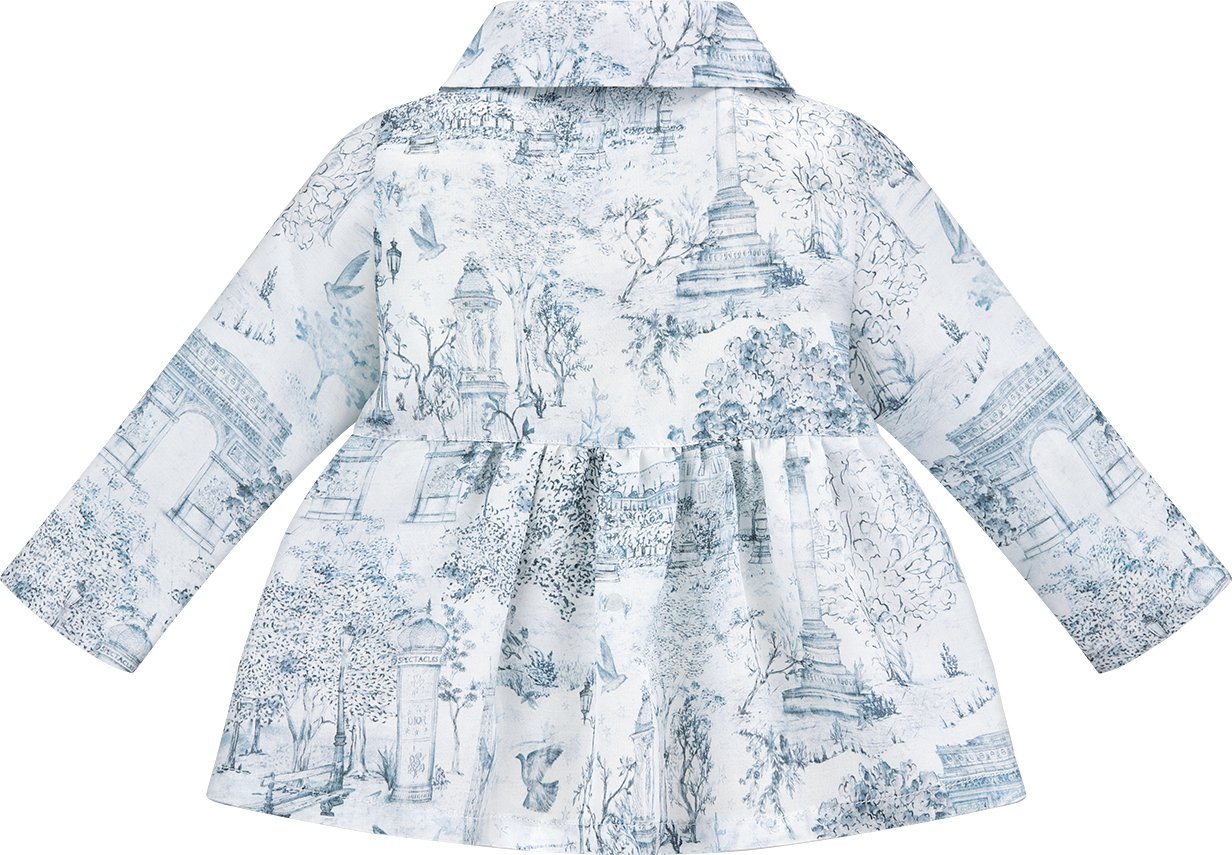 Baby Shirt Ivory Satin-Finish Voile with Blue Toile de Jouy Paris Print ...