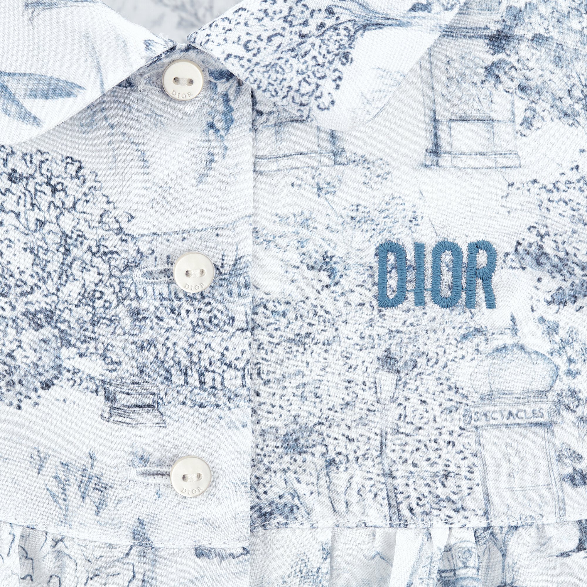 Baby Shirt Ivory Satin-Finish Voile with Blue Toile de Jouy Paris Print ...