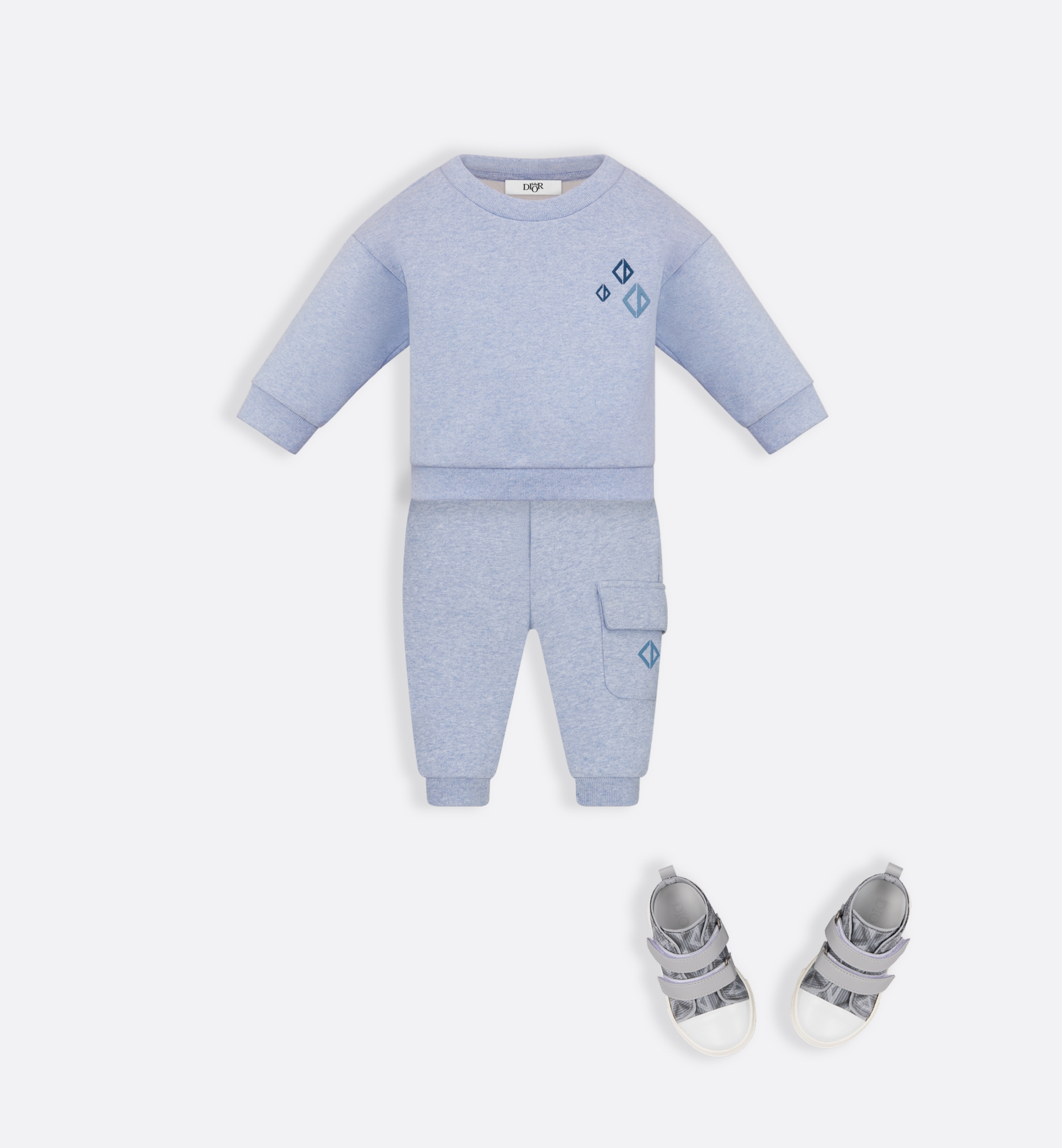 Baby Track Pants Heathered Blue Cotton Fleece | DIOR