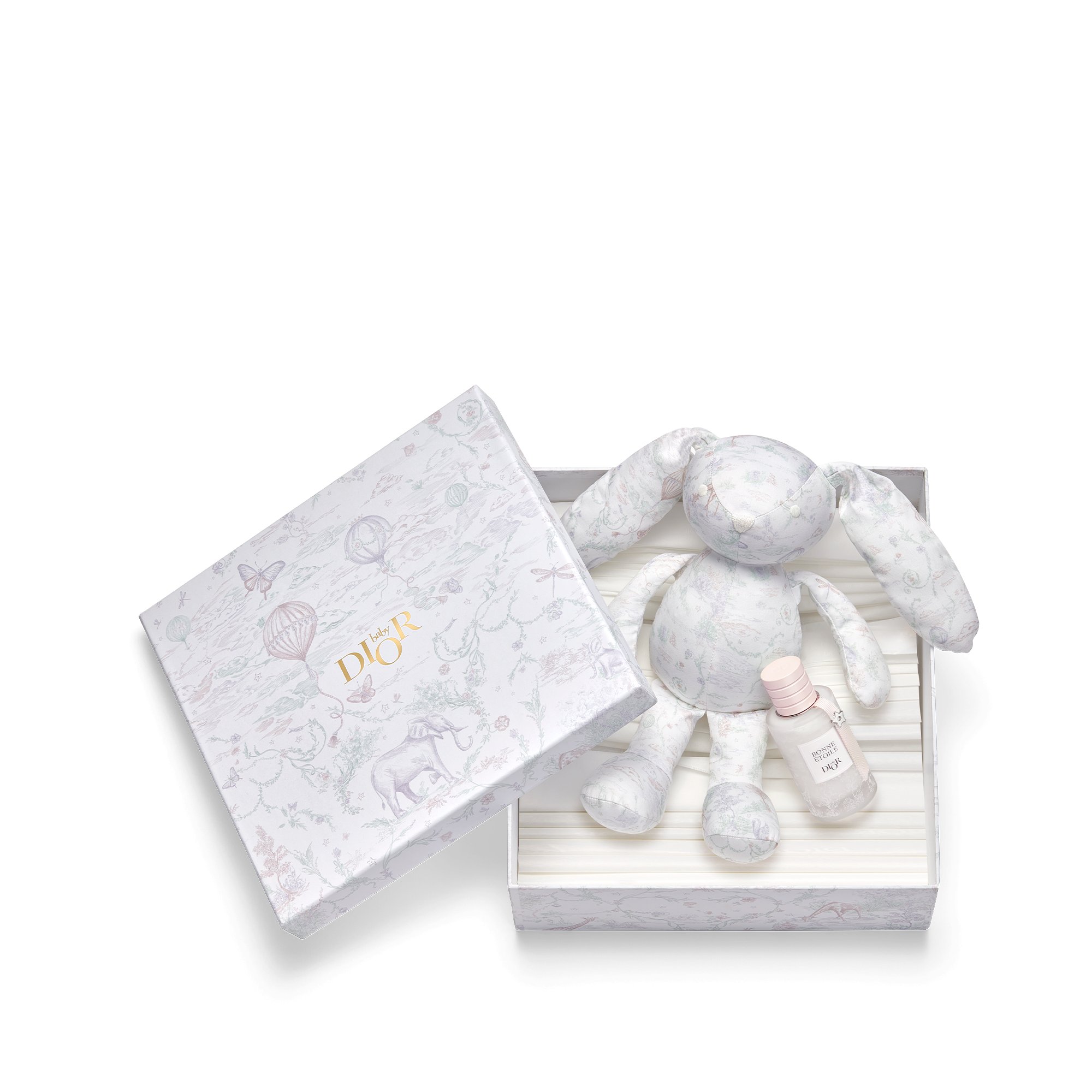 Rabbit Soft Toy Ivory Toile de Jouy Pastel Cotton Poplin | DIOR