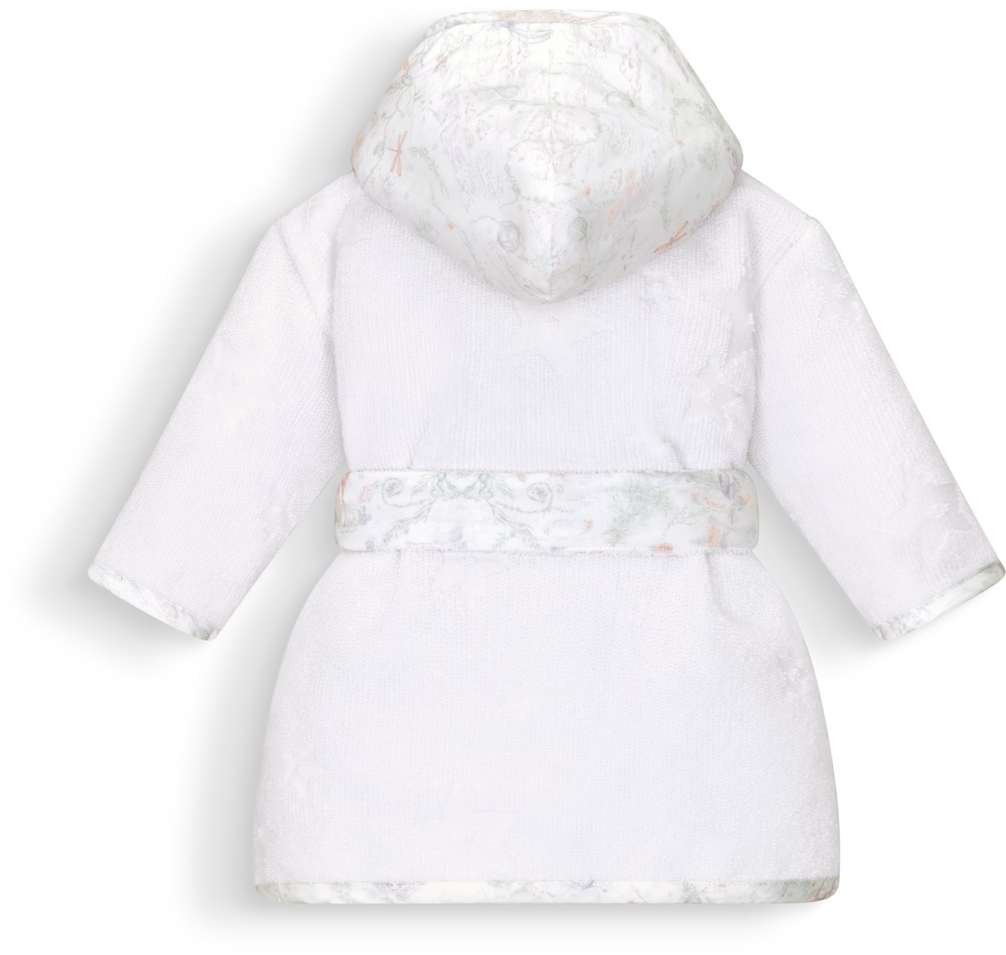 Baby Hooded Bathrobe Ivory Cotton Terry Knit Jacquard with Stars and ...