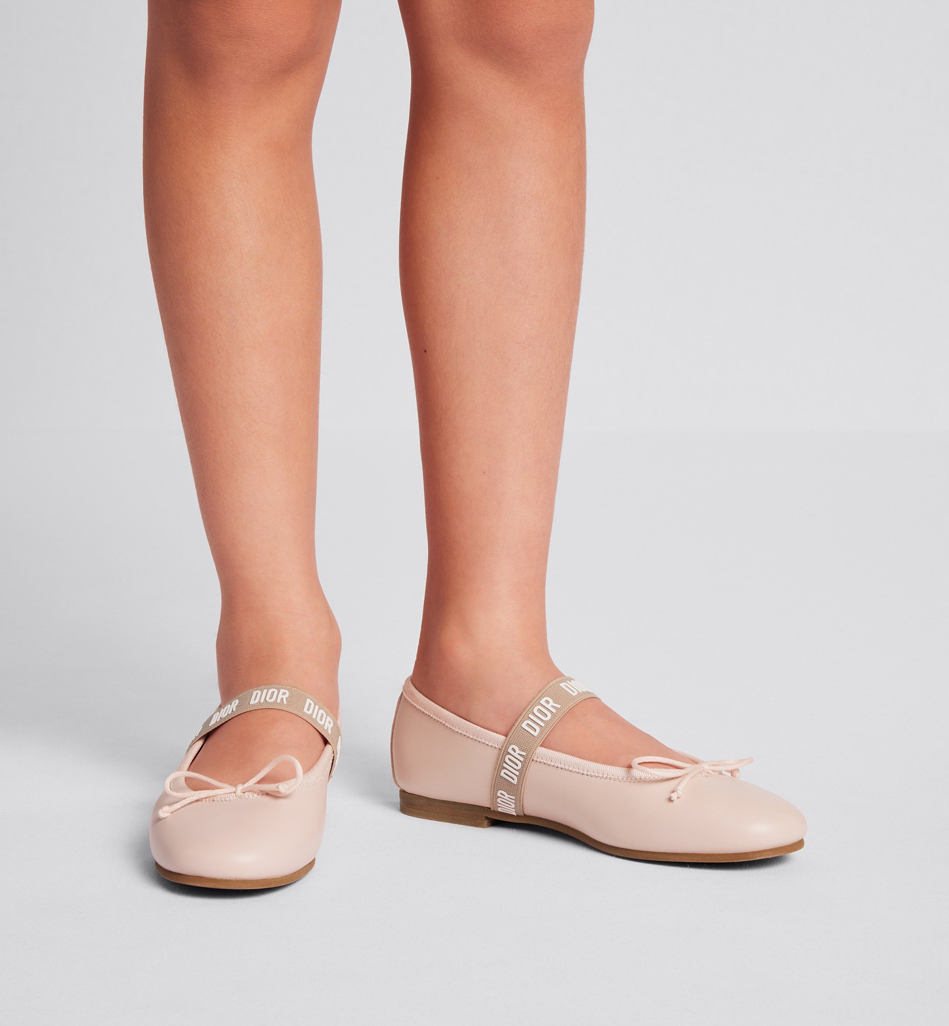 Kids' Ballet Flat Pale Pink Calfskin | DIOR