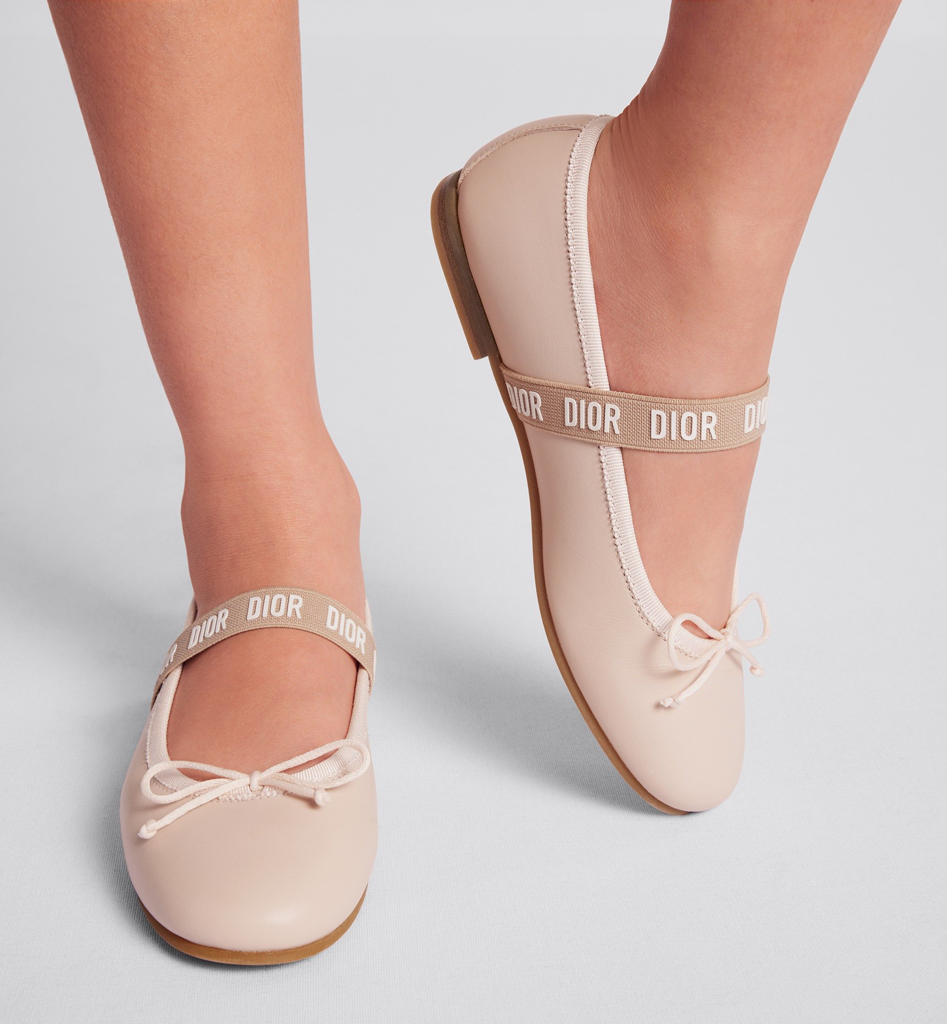 Kids' Ballet Flat Pale Pink Calfskin | DIOR