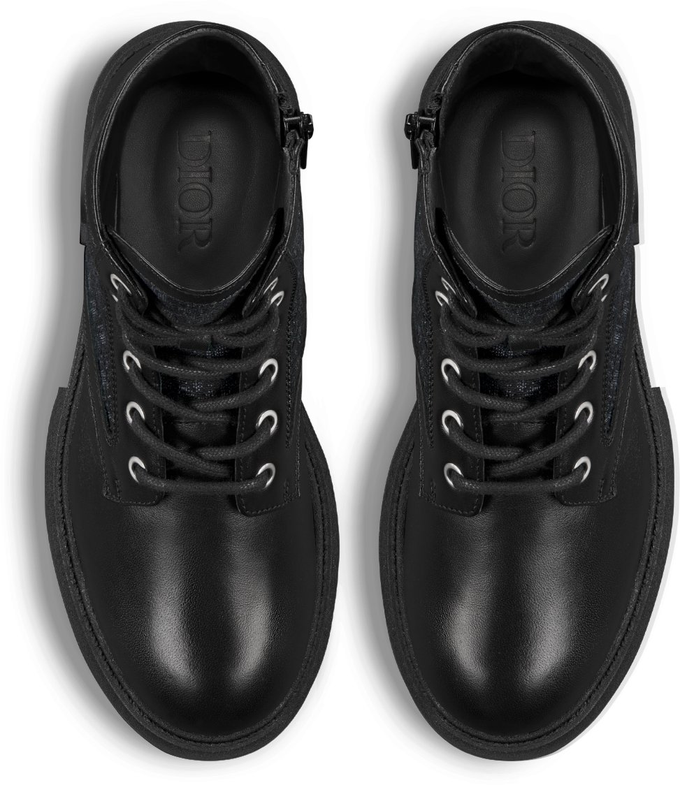 Kids' Dior Explorer Ankle Boot Black Smooth Calfskin and Dior Oblique ...