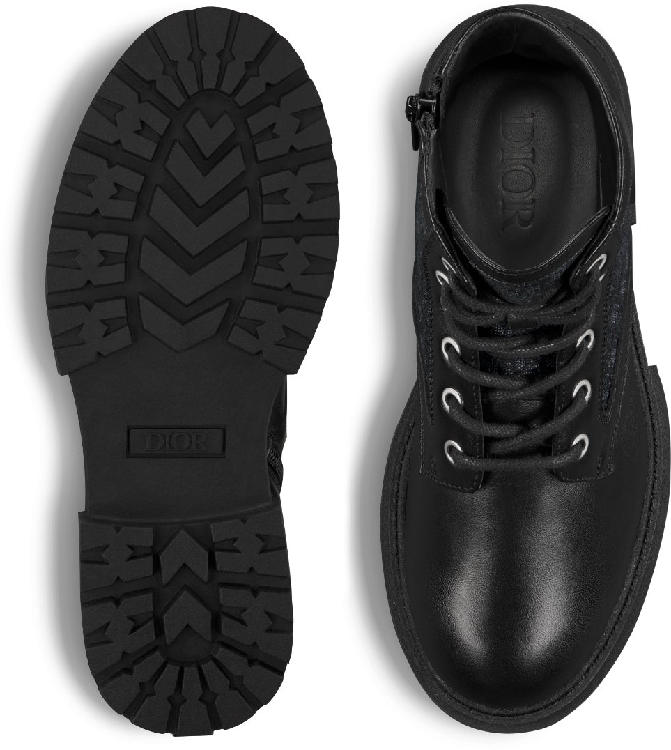 Kids' Dior Explorer Ankle Boot Black Smooth Calfskin and Dior Oblique ...