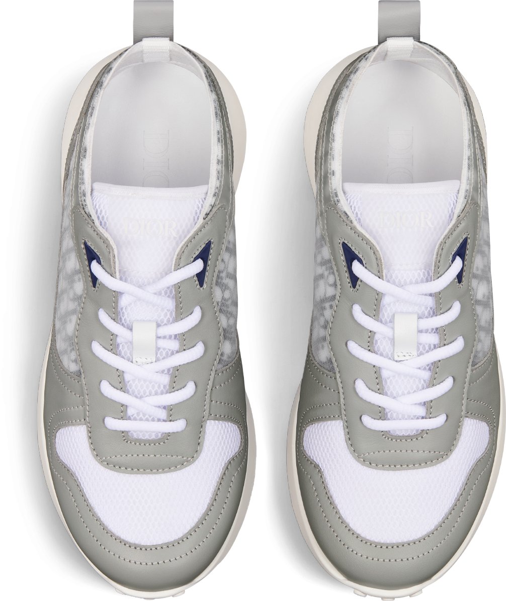 Kids' B25 Runner Sneaker Gray Smooth Calfskin and Black and White Dior ...