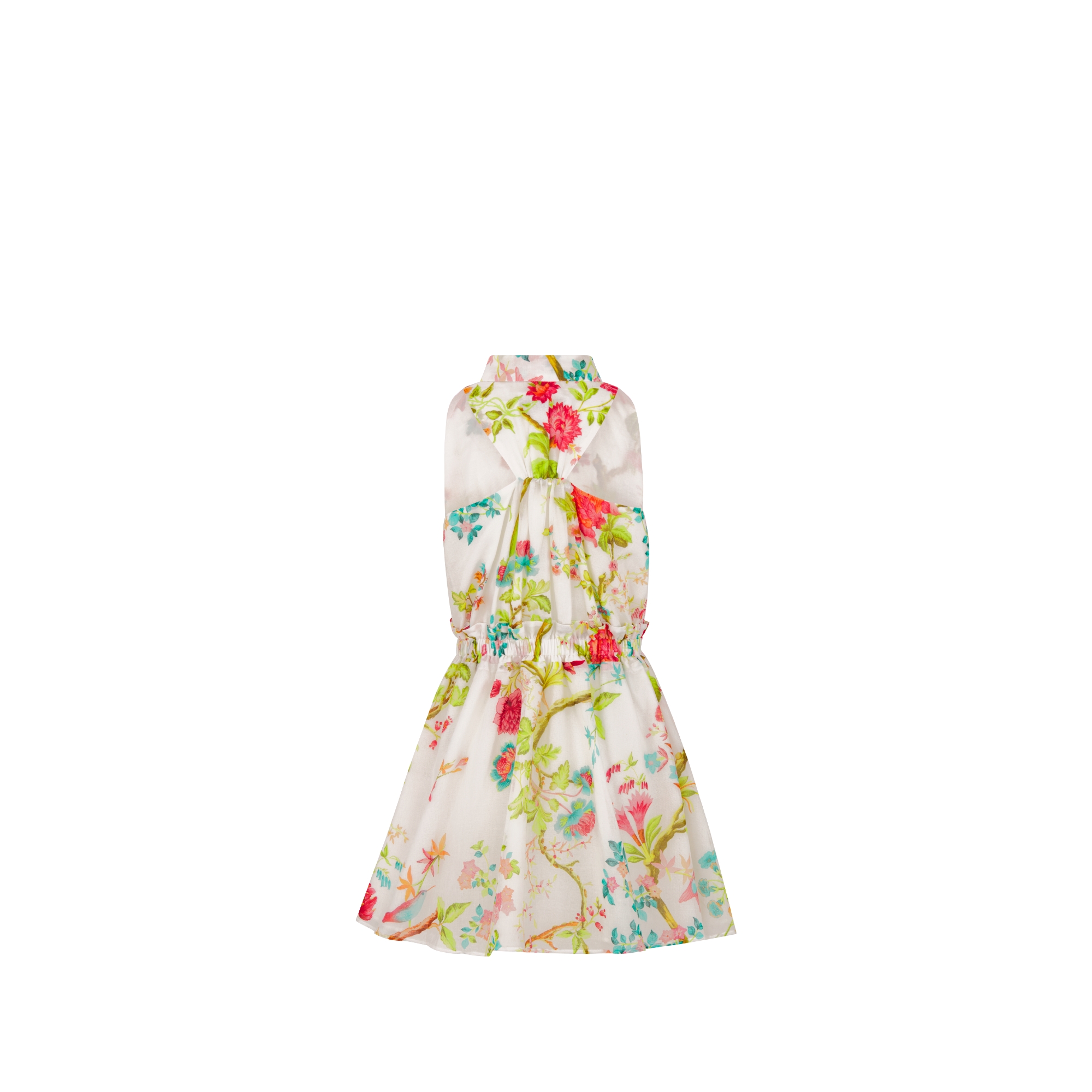 Kids' Flared Dress Ivory Cotton Voile with Multicolor Exotic Riviera ...