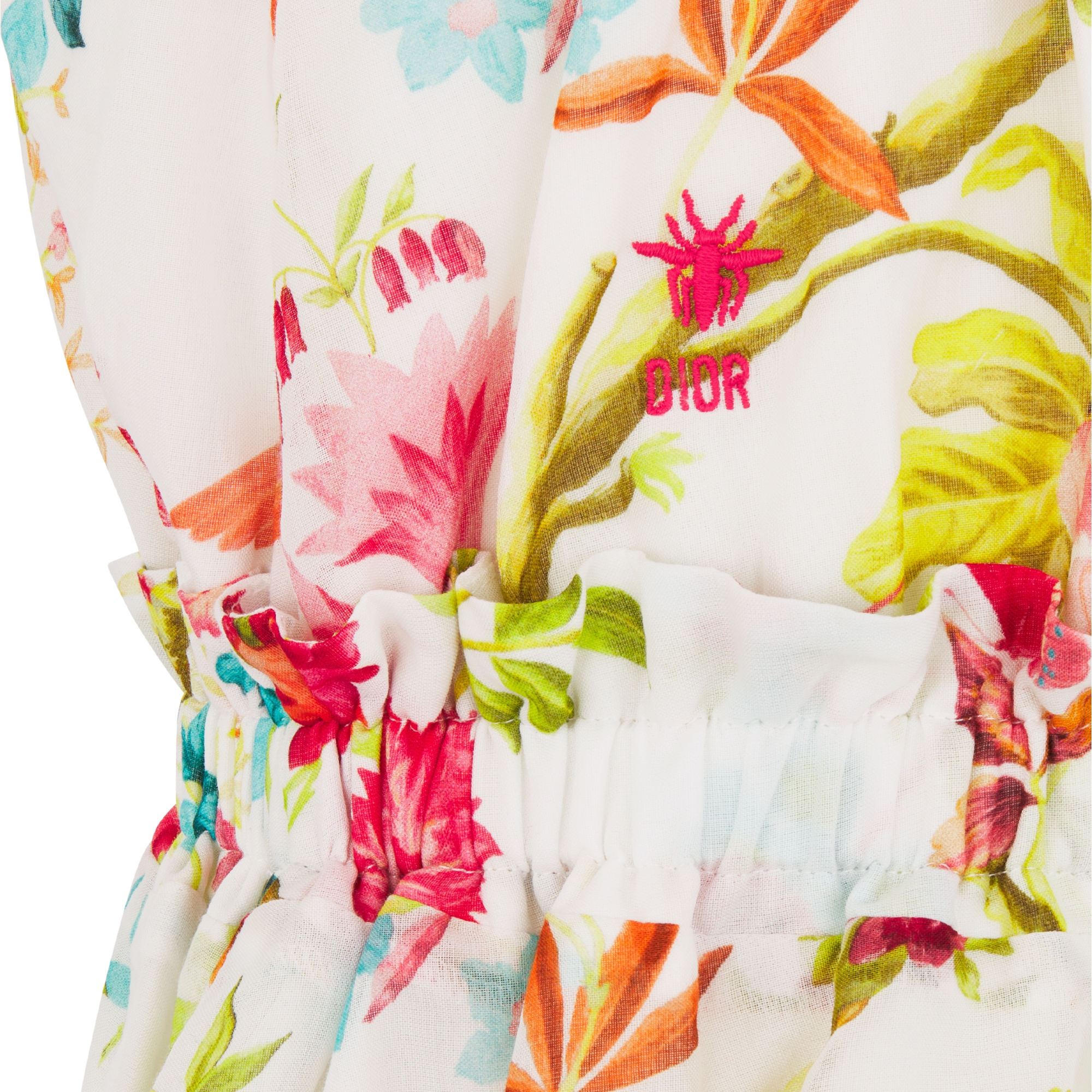 Kids' Flared Dress Ivory Cotton Voile with Multicolor Exotic Riviera ...