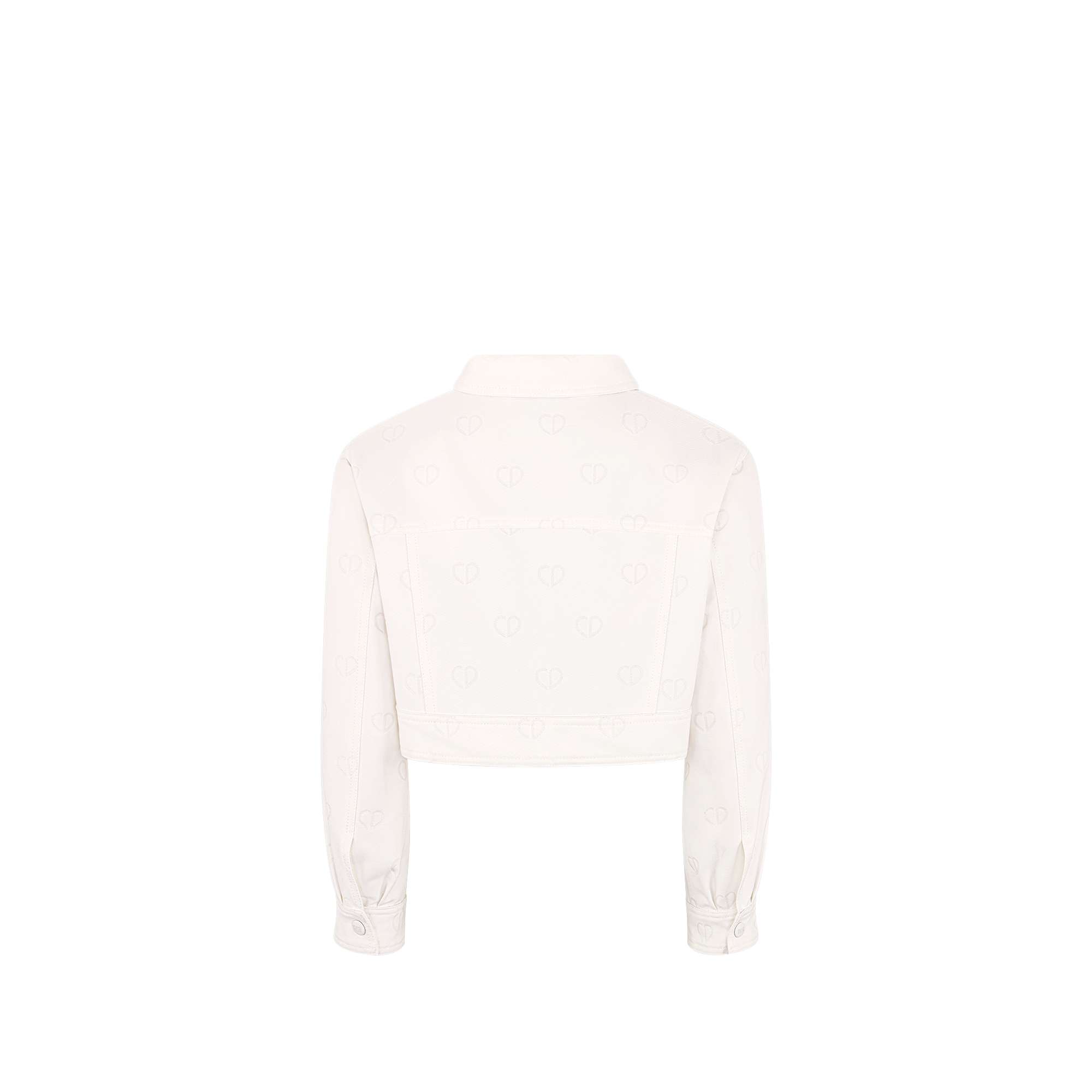 Kids' Cropped Jacket Ivory Cotton Gabardine with Shiny CD Heart ...