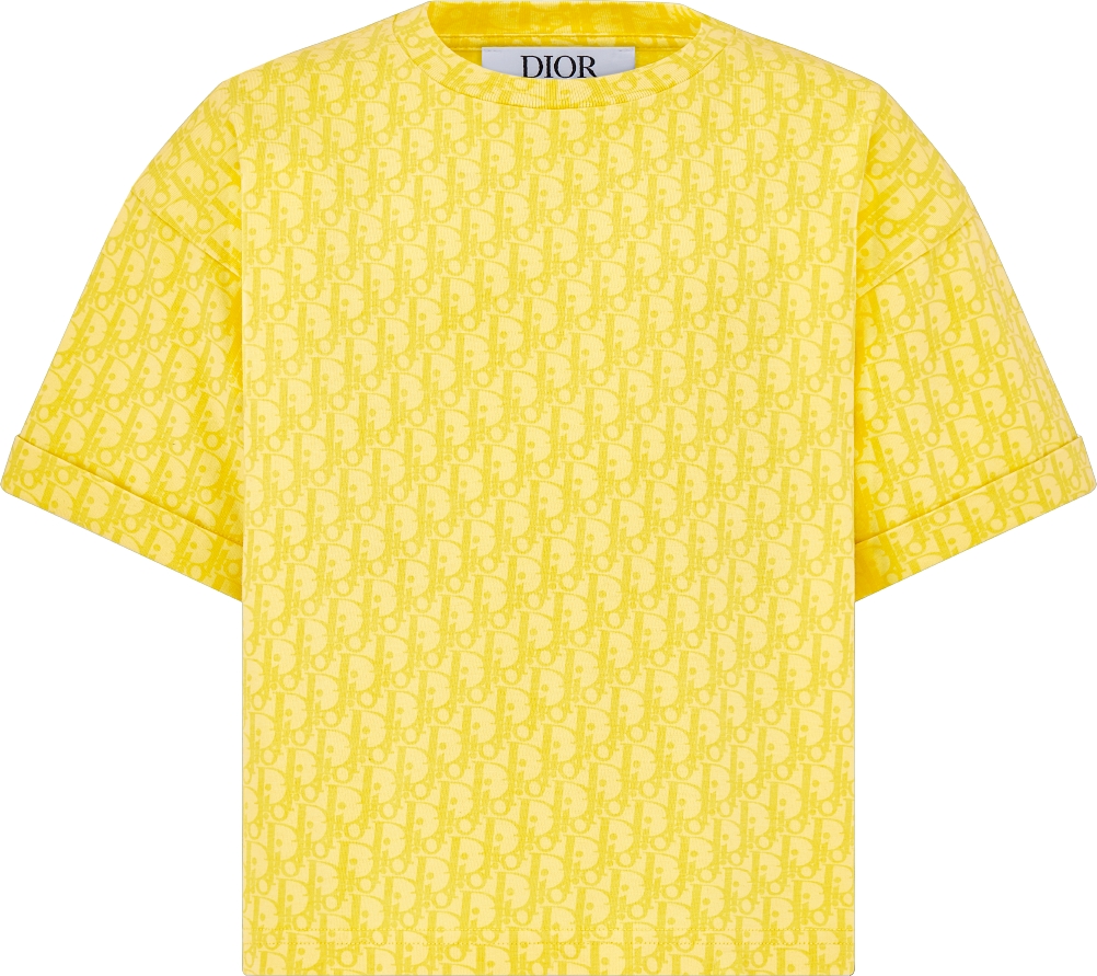 Kids' T-Shirt Yellow Dior Oblique Cotton Jersey with Stonewashed Effect ...