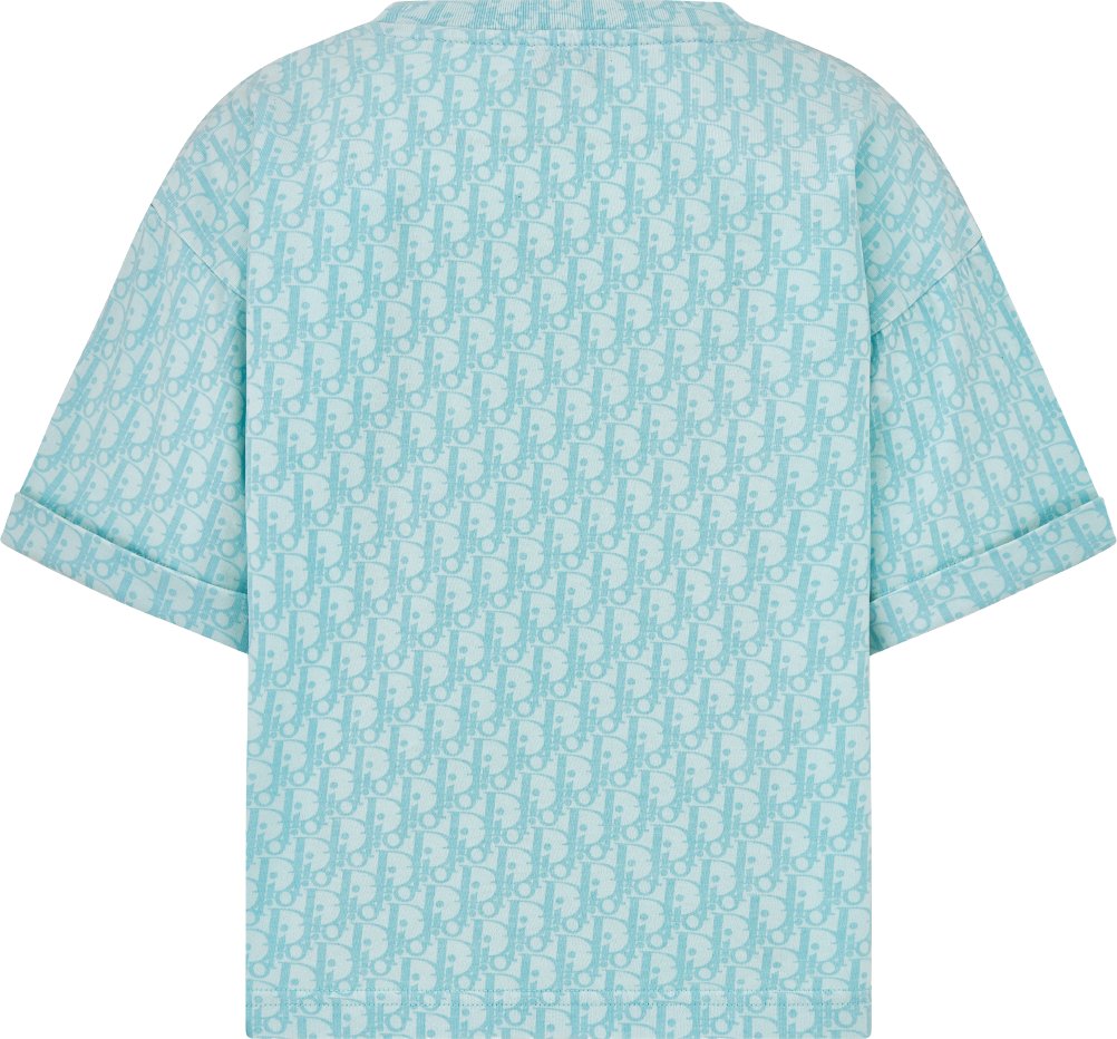 Kids' T-Shirt Blue Dior Oblique Cotton Jersey with Stonewashed Effect ...