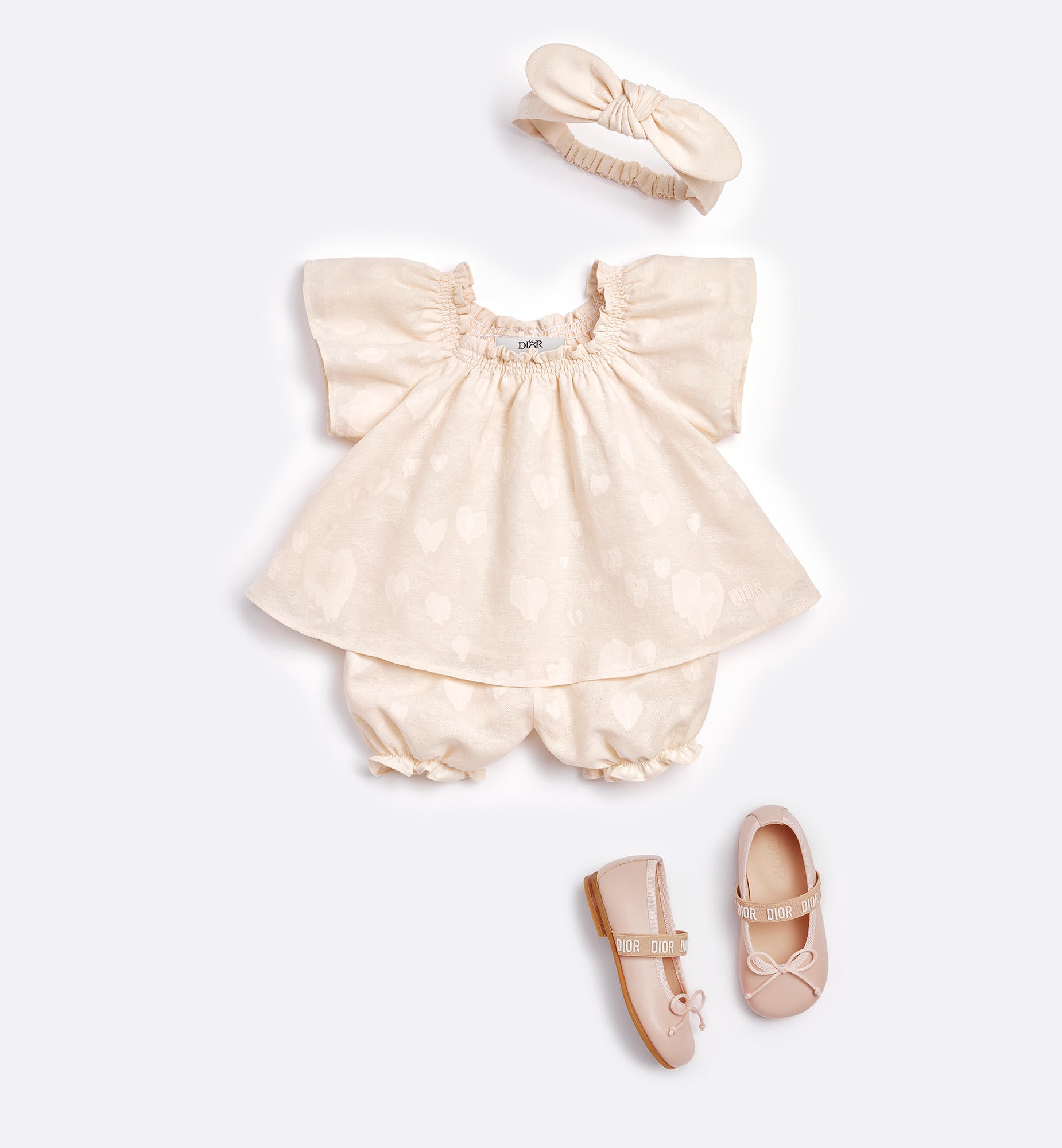 Baby Blouse Pale Pink Cotton Voile Jacquard with Leopard CD Heart Motif ...