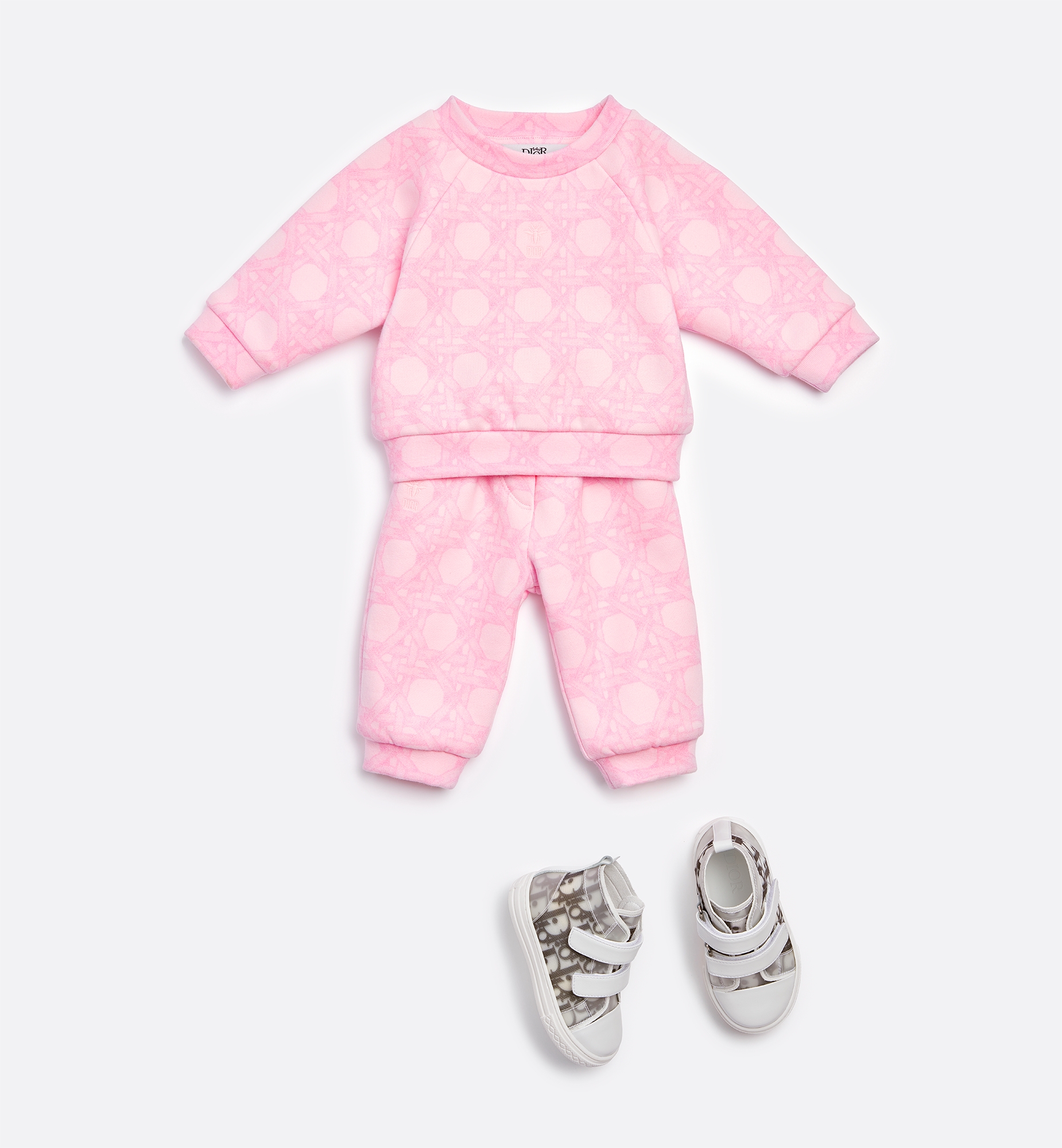 Baby Track Pants Pink Cannage Cotton Fleece | DIOR